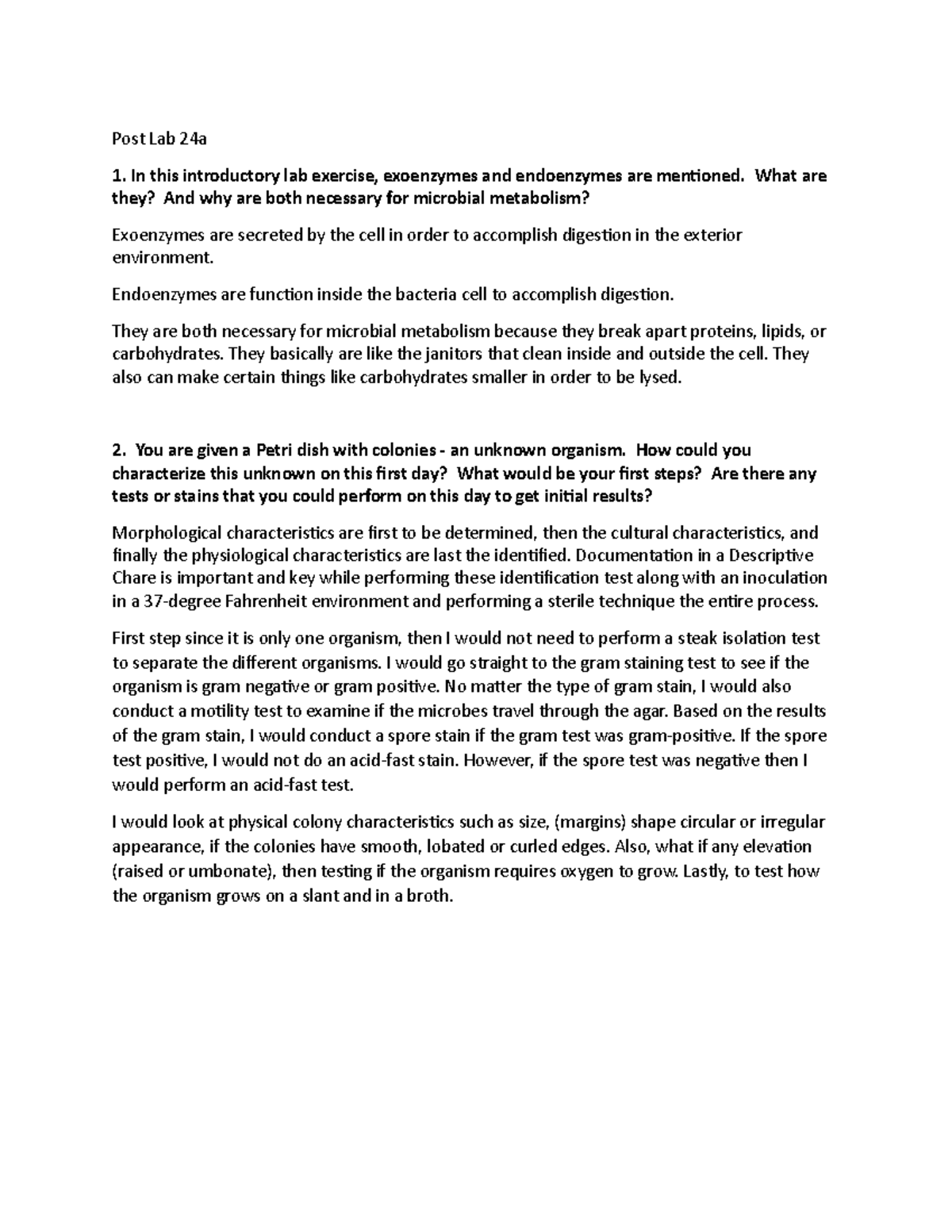 Post Lab 24a-b - Lab Assignment - Post Lab 24a 1. In this introductory ...