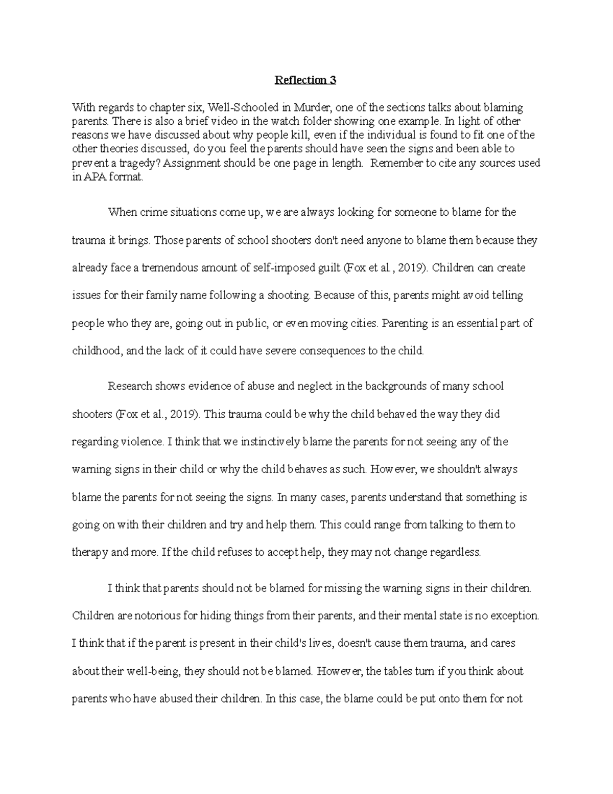 Death Reflection 3 - Reflection 3 With regards to chapter six, Well ...