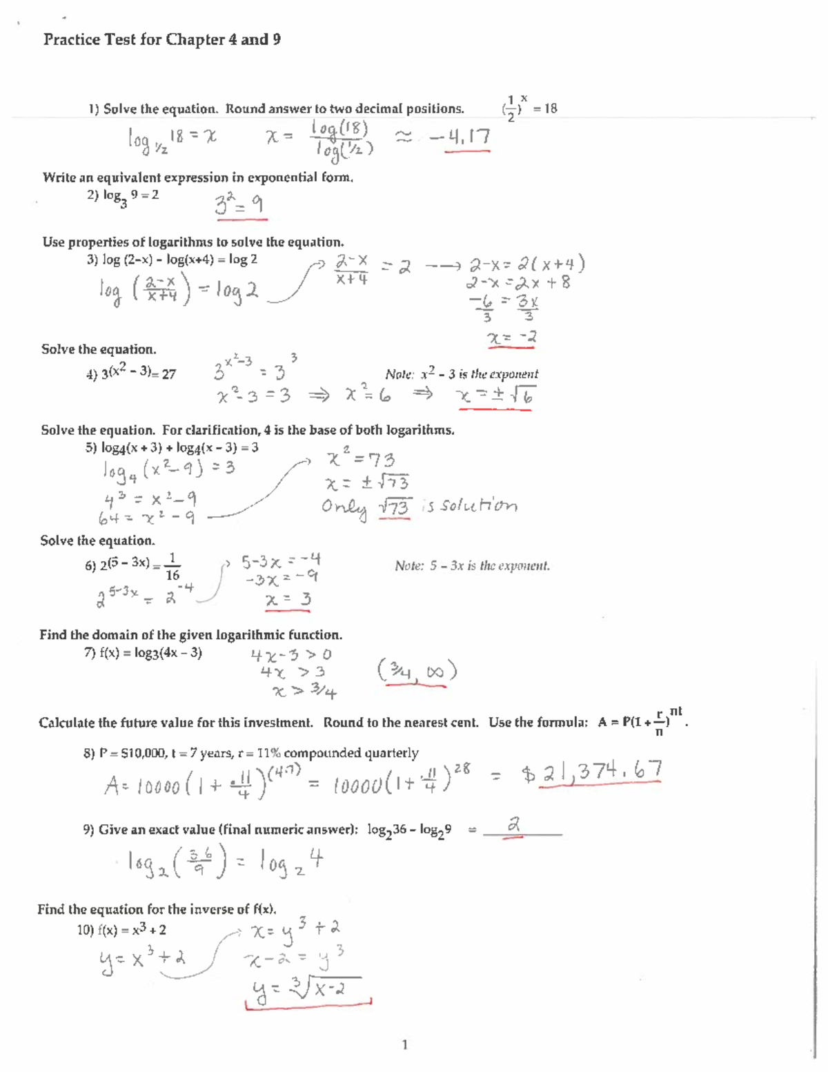 Practice Test Ch 4-9 Solutions - MAT 171 - Studocu