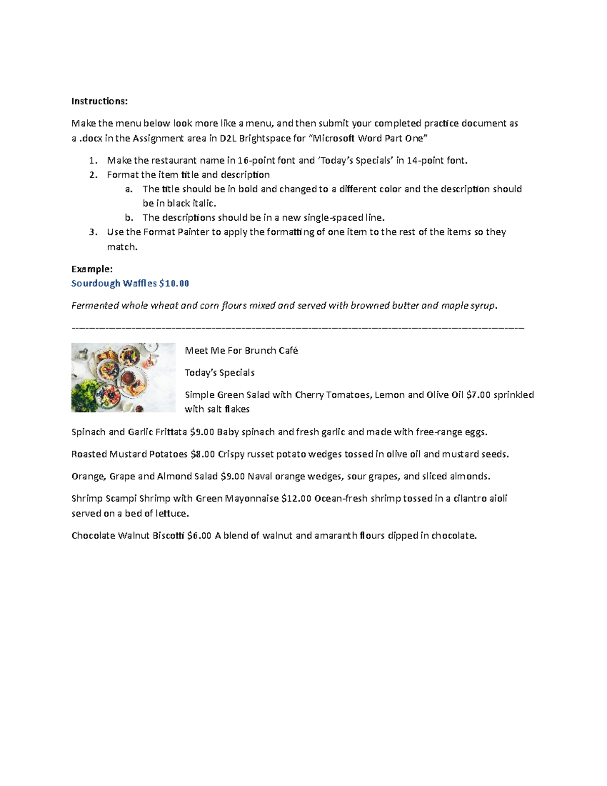 Microsoft Word Part One Practice Activity-1 - Instructions: Make the ...