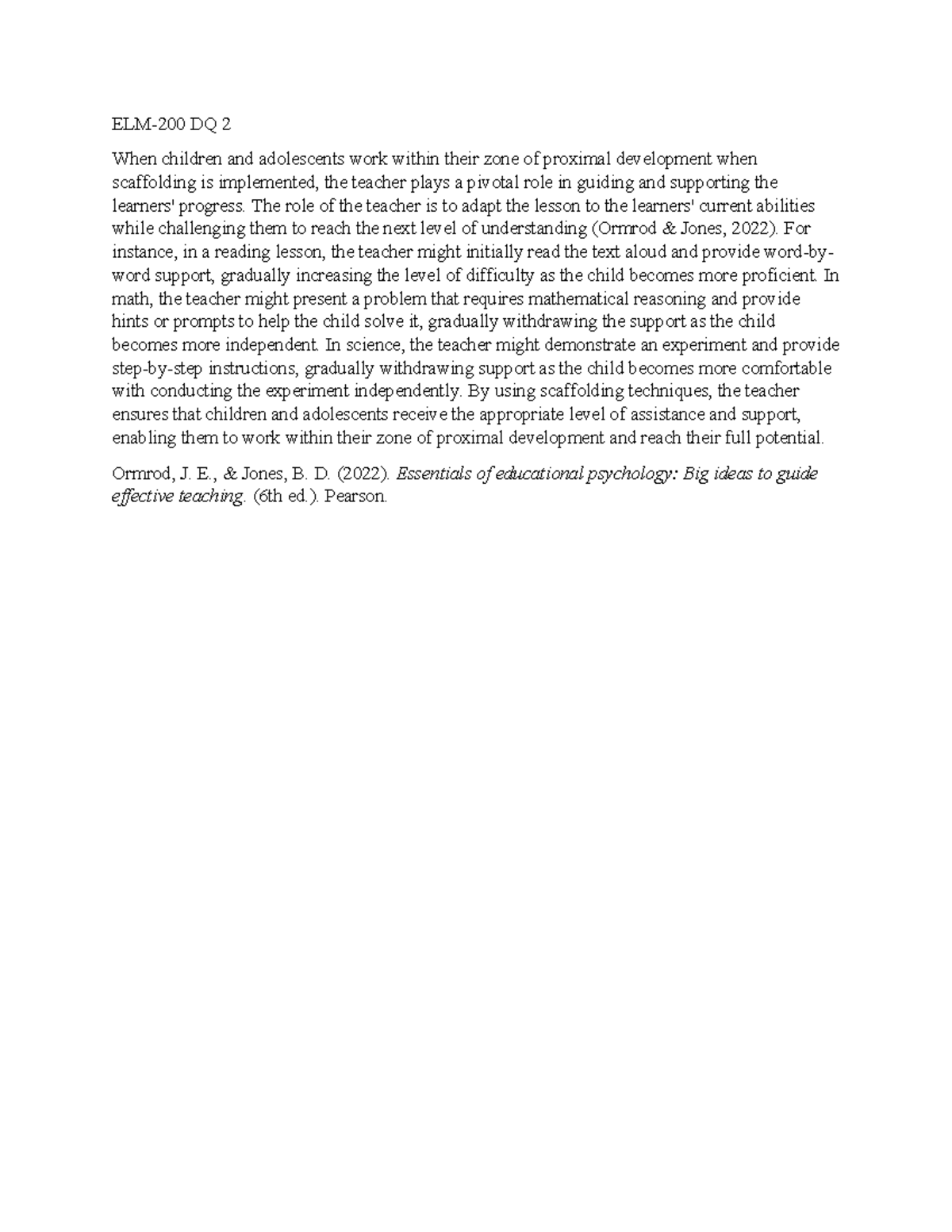 ELM-200 Topic 1 DQ 2 - Discussion question 2 - ELM-200 DQ 2 When ...