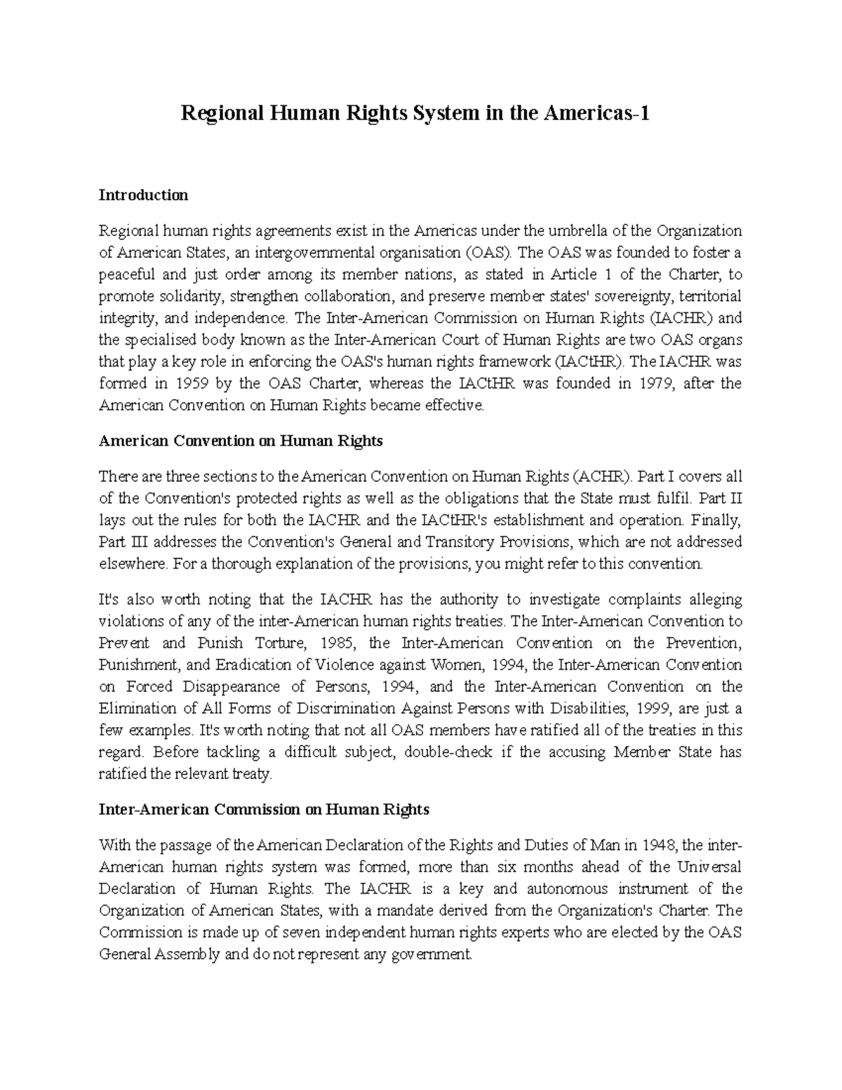 Regional Human Rights System in the Americas 1 - Regional Human Rights ...