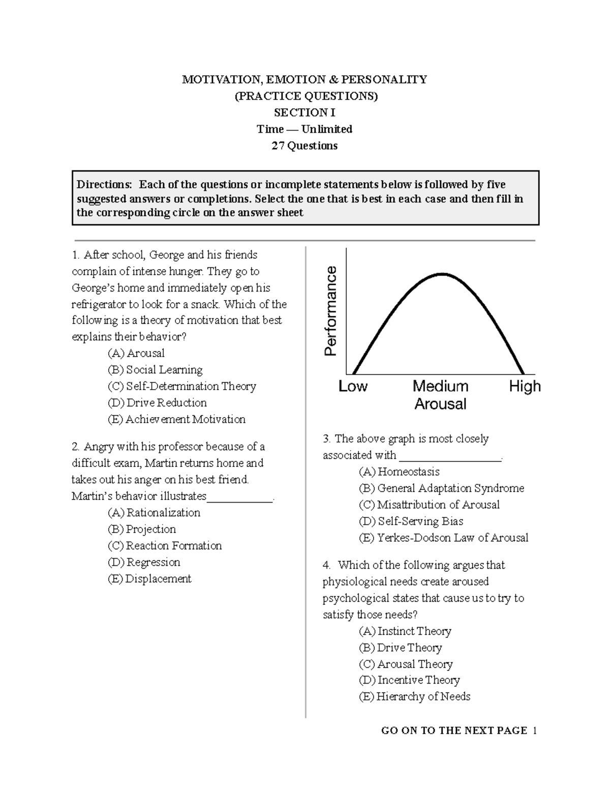 Motivation,+Emotion+&+Personality+Unit+Test - MOTIVATION, EMOTION ...