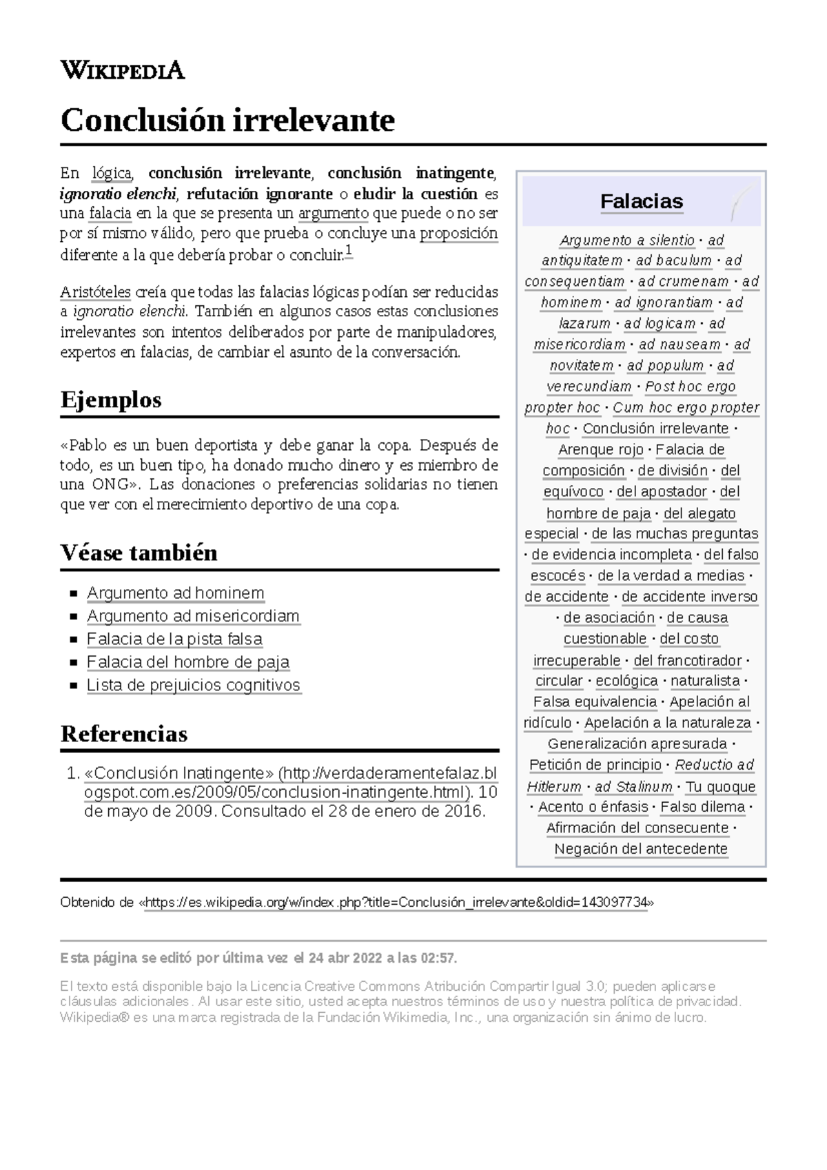 Conclusión irrelevante - 1 Aristóteles creía que todas las falacias ...