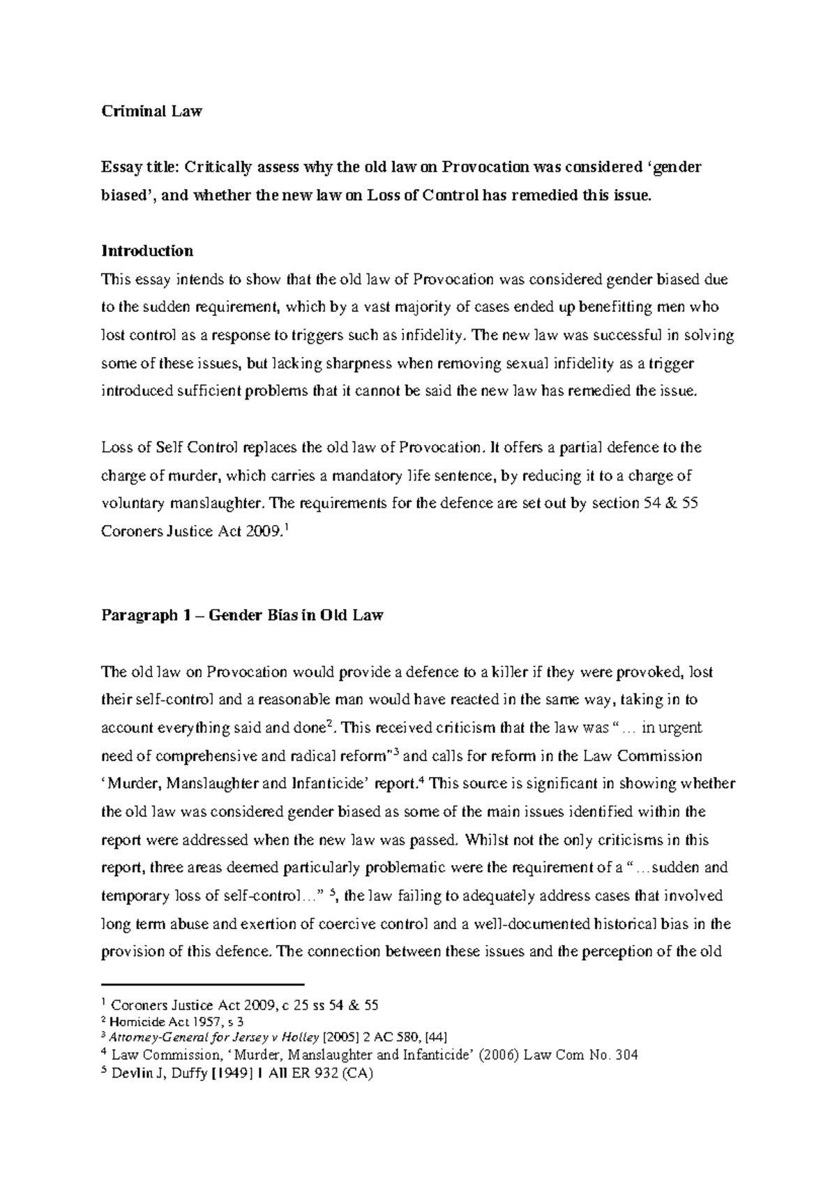 Criminal Law Essay - Copy - Criminal Law Essay title: Critically assess ...