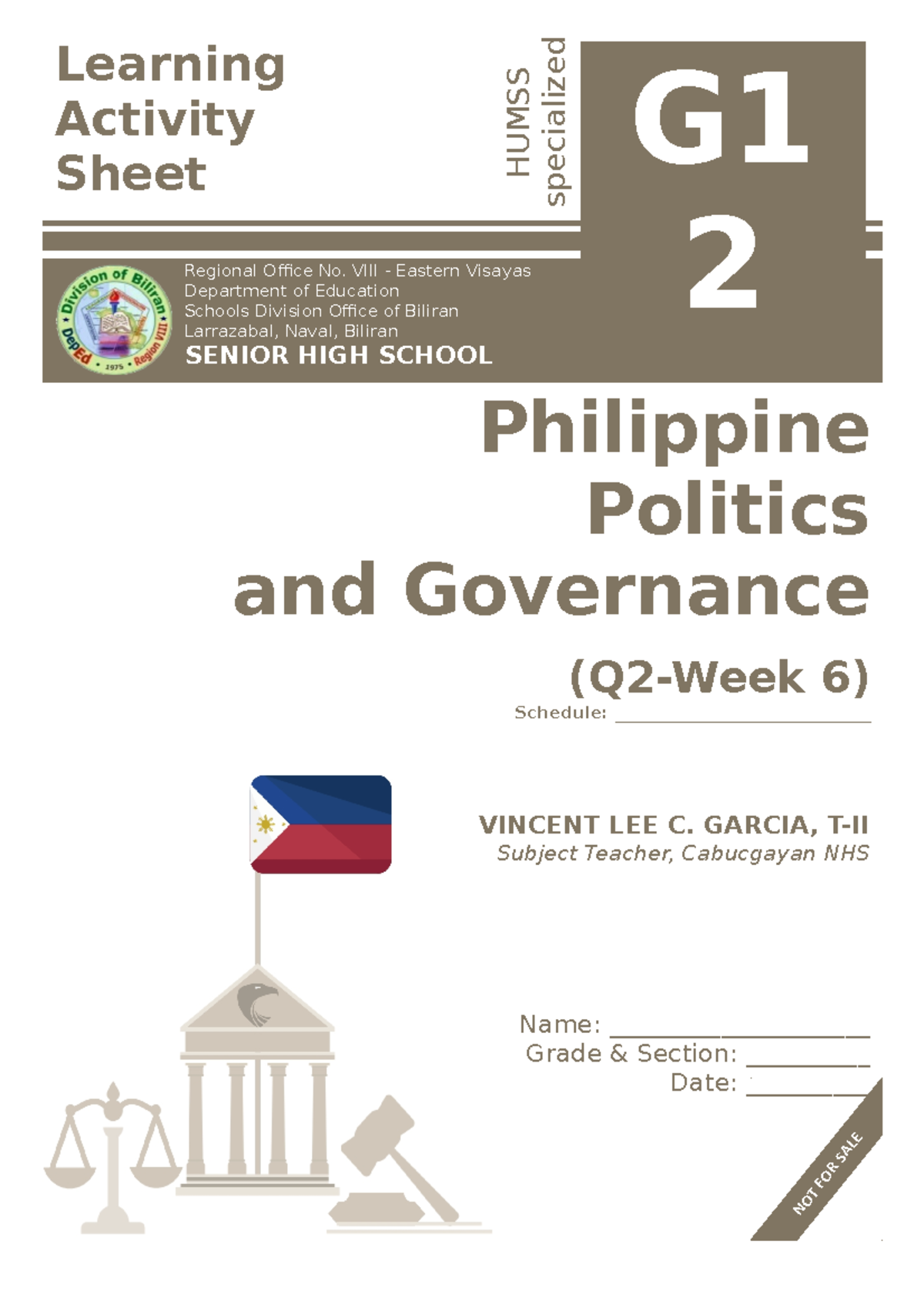 Politics Q2 Week 6 final - Philippine Politics and Governance Learning Activity Sheet G 2 HUMSS ...
