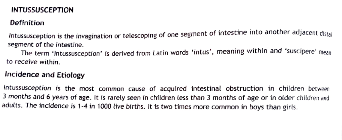 Pediatrics (intussusception) - INTUSSUSCEPTION Definition ...