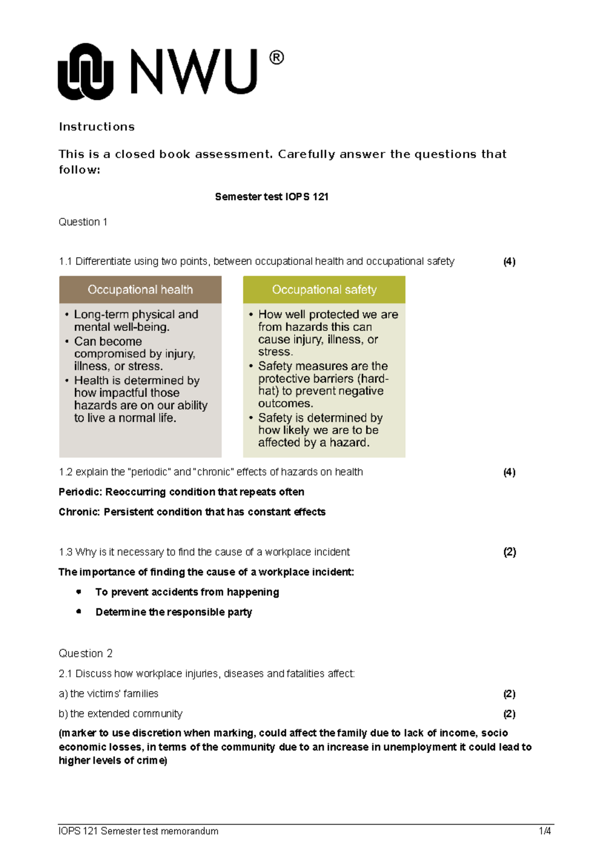 Semester test IOPS 121 2024 Memorandum 002 - Instructions This is a ...