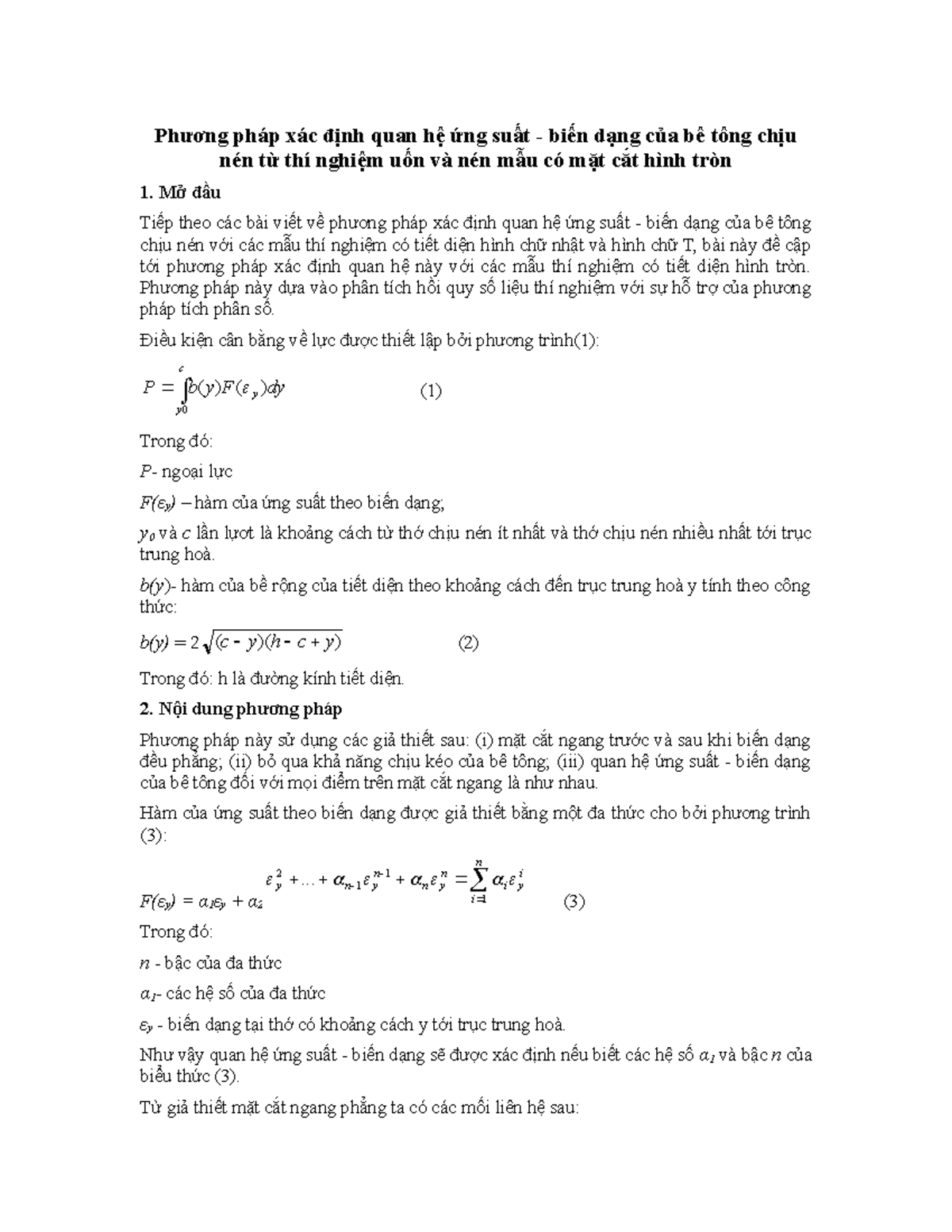 Phuong phap xac dinh quan he ung suat - Phương pháp xác định quan hệ ứng suất - biến dạng của bê ...