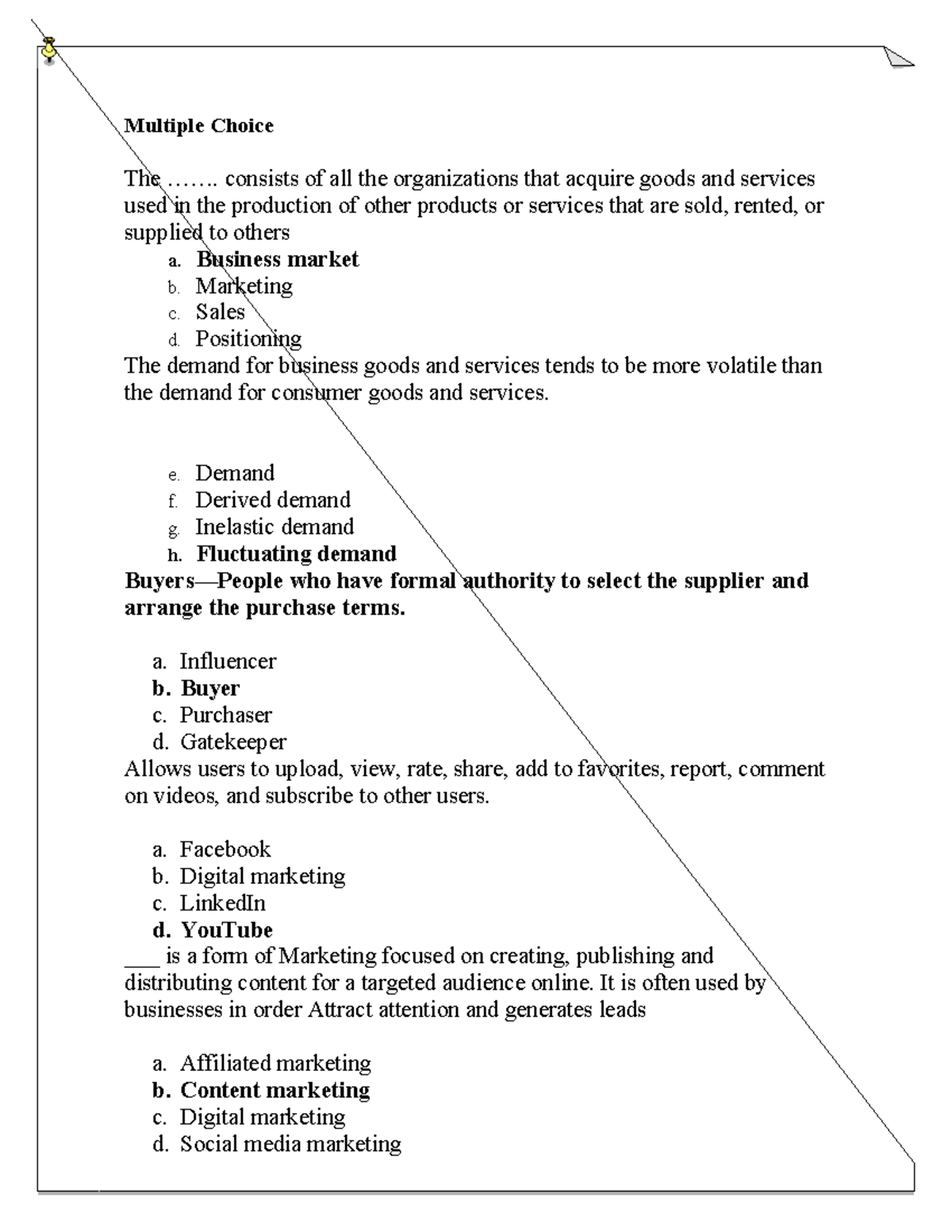 50 Solved MCQs of MKT501 Marketing Manag - Multiple Choice The ...