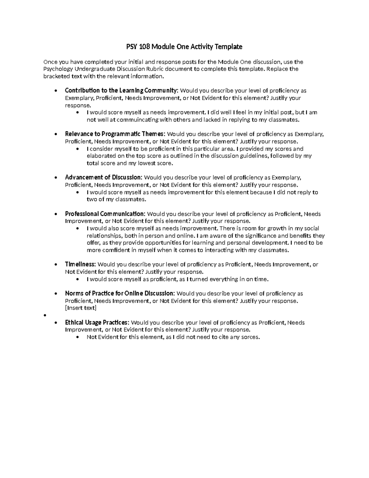 PSY 108 Module One Activity Template - PSY 108 Module One Activity ...