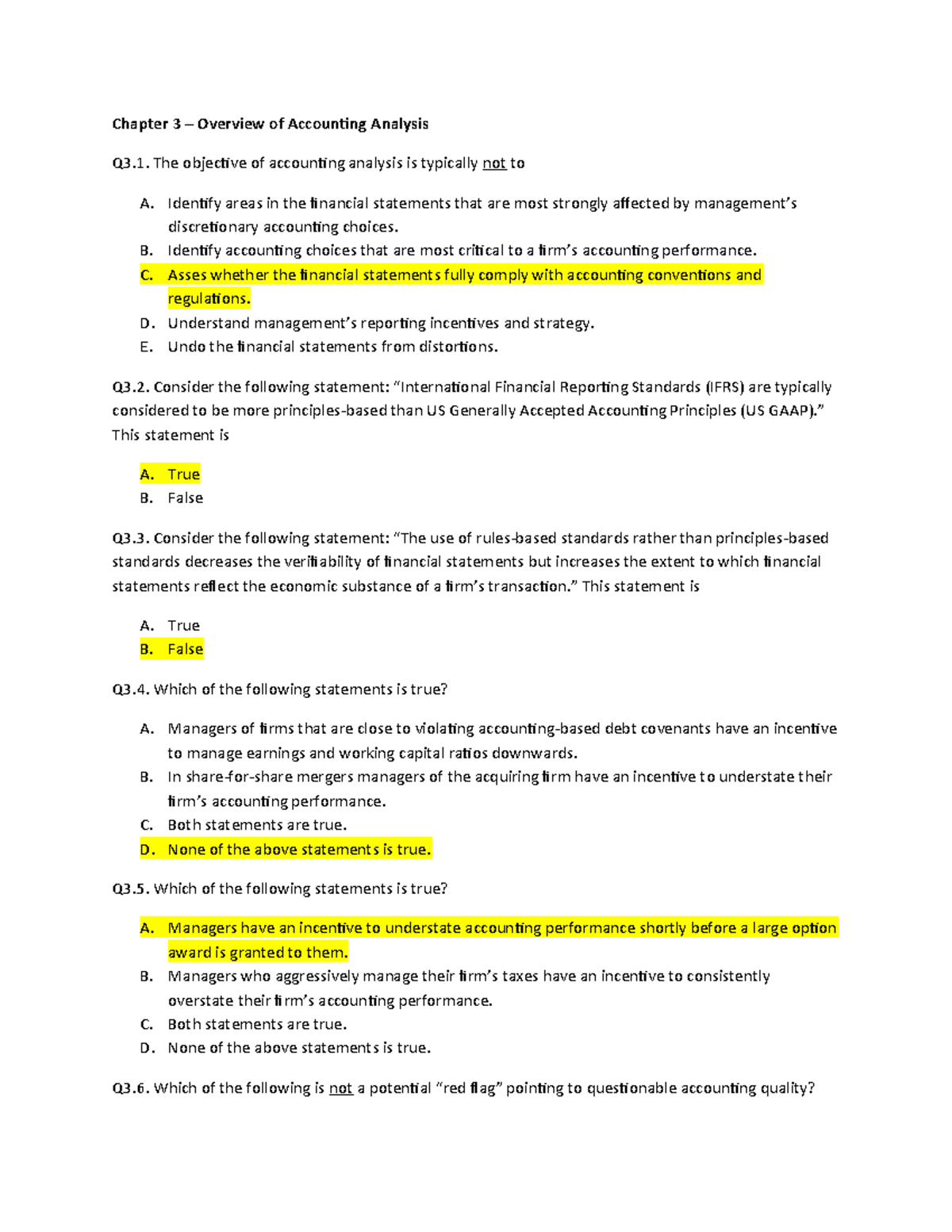 Financial Statement - Chapter 3 – Overview of Accounting Analysis Q3 ...