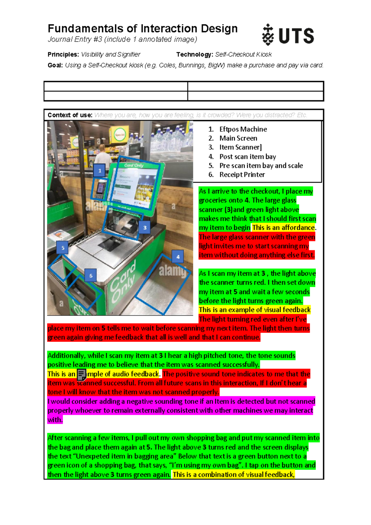 Journal Entry 3 - Fundamentals of Interaction Design Journal Entry #3 (include 1 annotated image ...