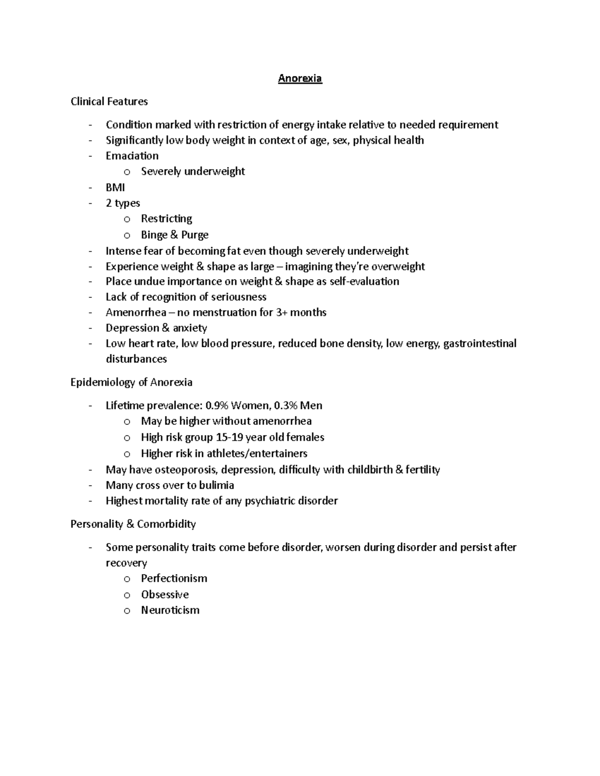 Anorexia - Anorexia Clinical Features Condition marked with restriction ...
