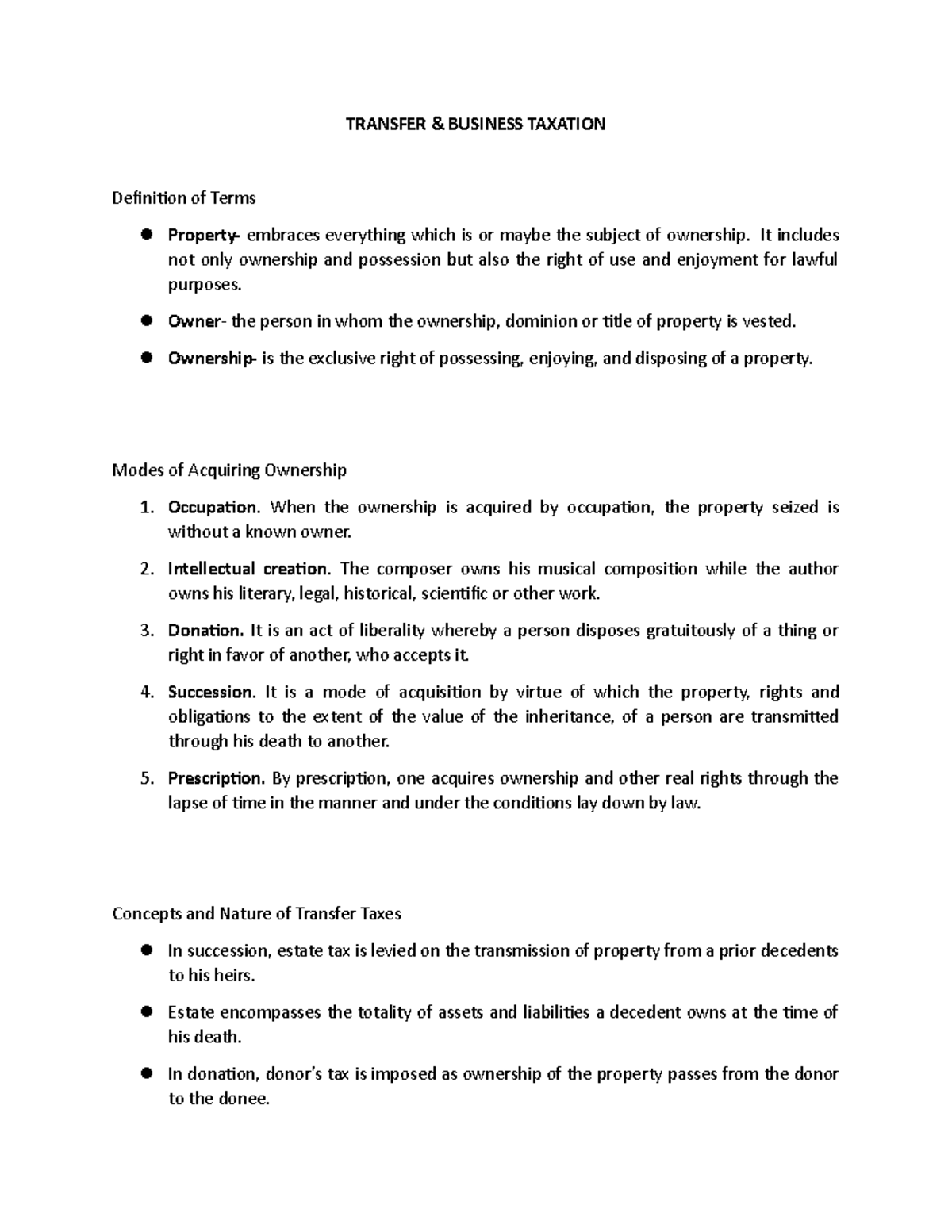 Chapter 1 Transfer and Business Taxation - TRANSFER & BUSINESS TAXATION ...