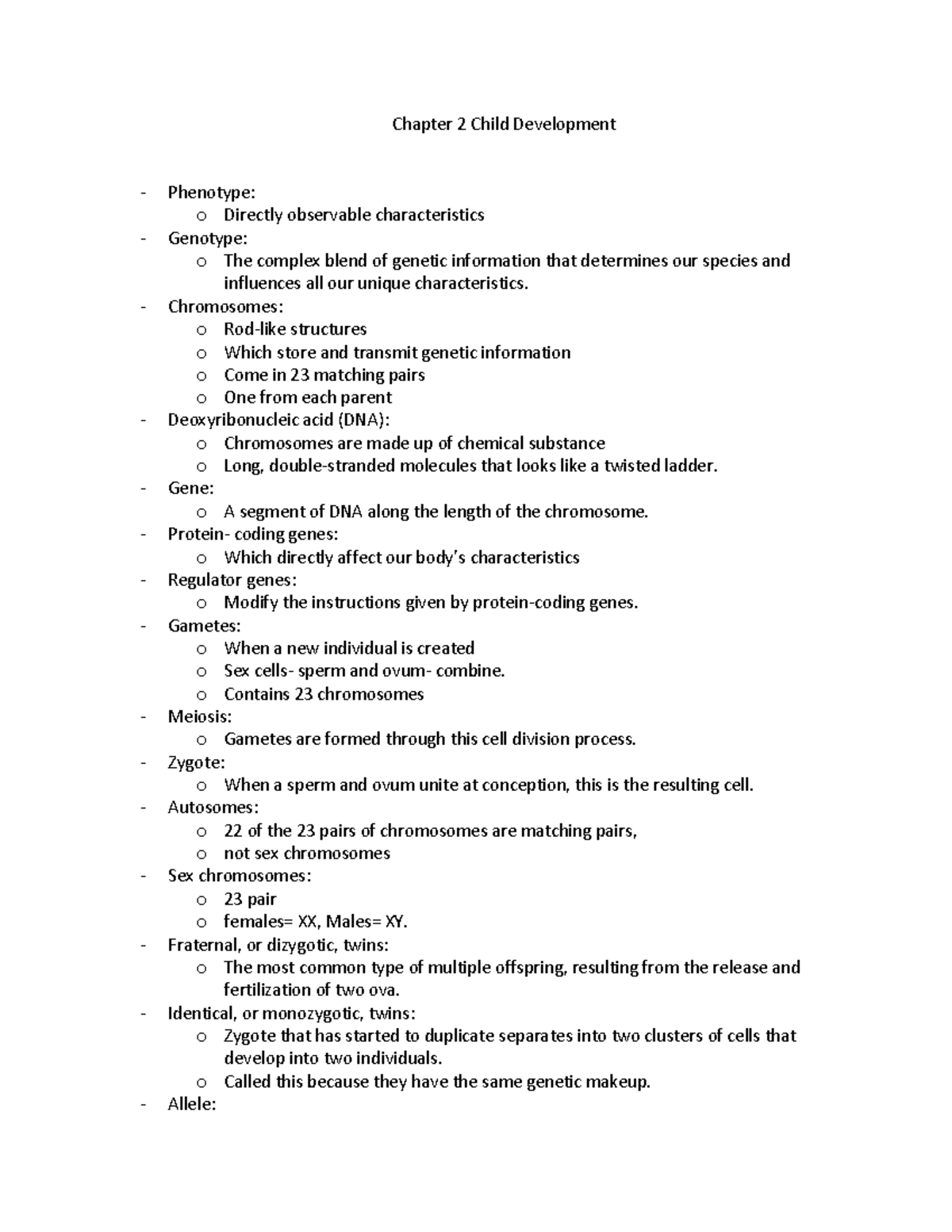 Chapter 2 Child Development - Chapter 2 Child Development - Phenotype ...