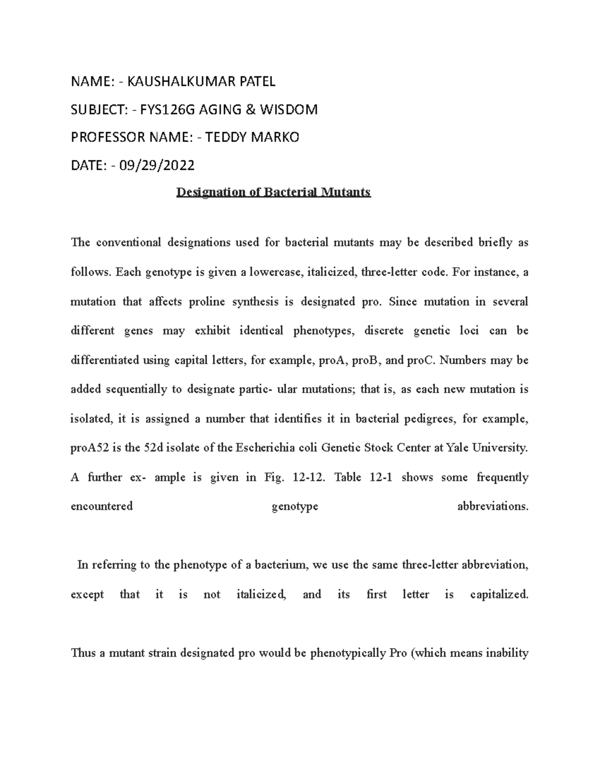 The conventional designations - NAME: - KAUSHALKUMAR PATEL SUBJECT ...