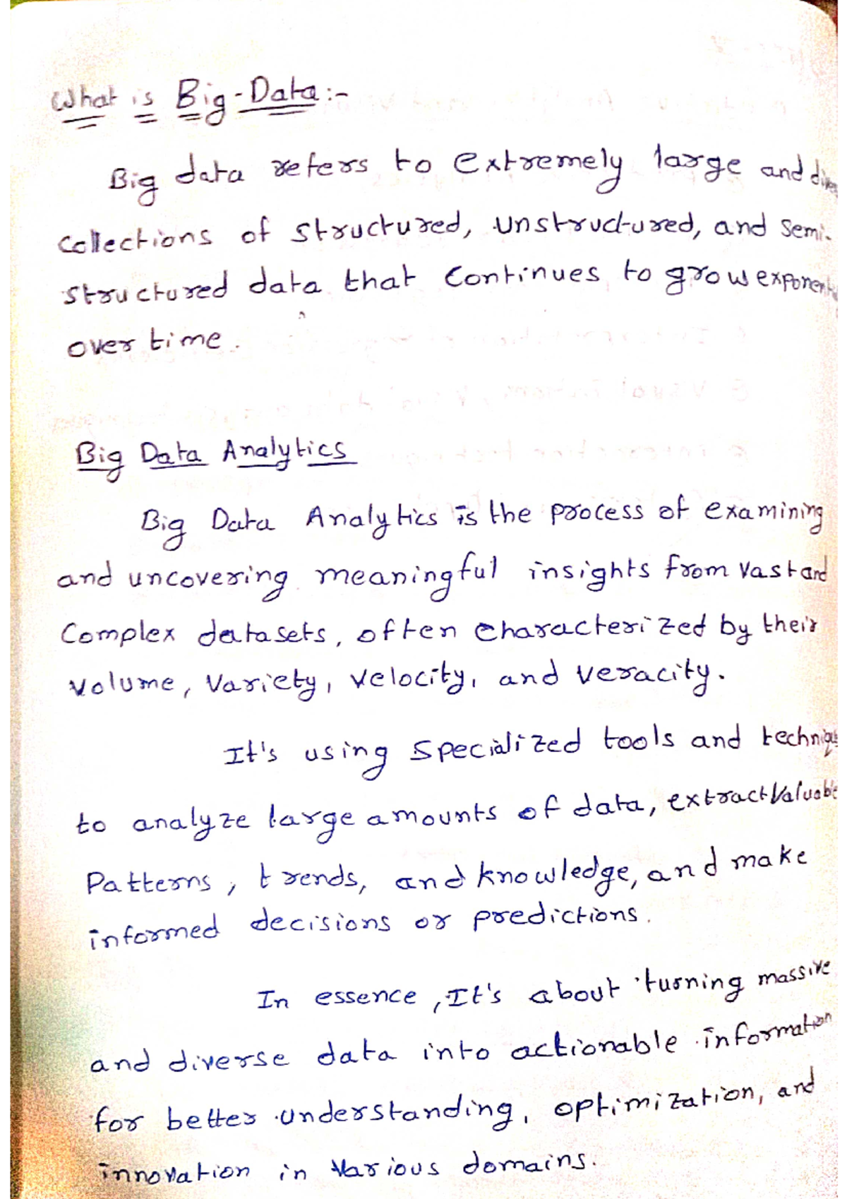 BDA unit-1 - 1 St unit - Big Data Analytics - Studocu