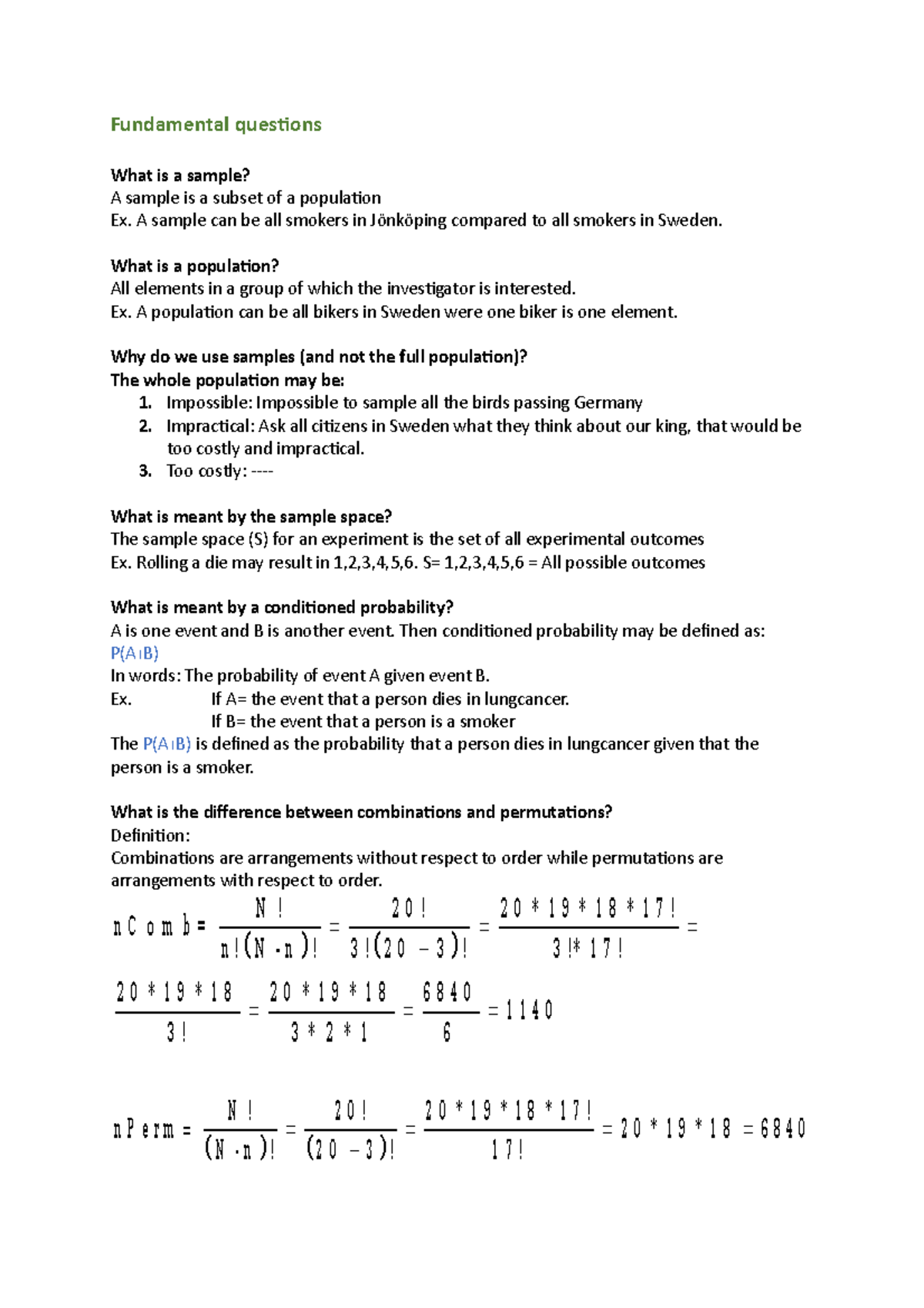 Fundamental questions - Fundamental questions What is a sample? A ...