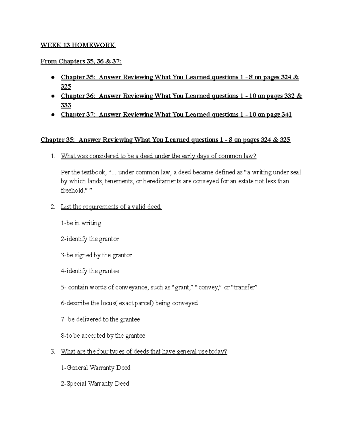 Legal TERM- WEEK 13 HW - WEEK 13 HOMEWORK From Chapters 35, 36 & 37: Chapter 35: Answer - Studocu