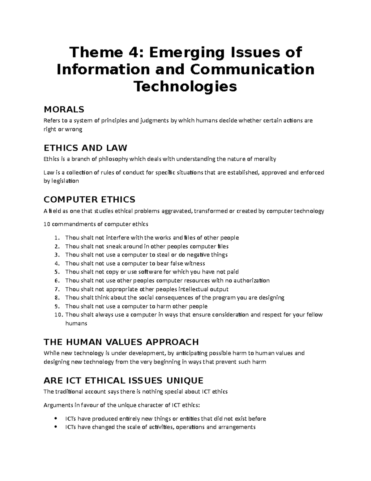 Theme 4 - Summary Information and communication technology - Theme 4 ...