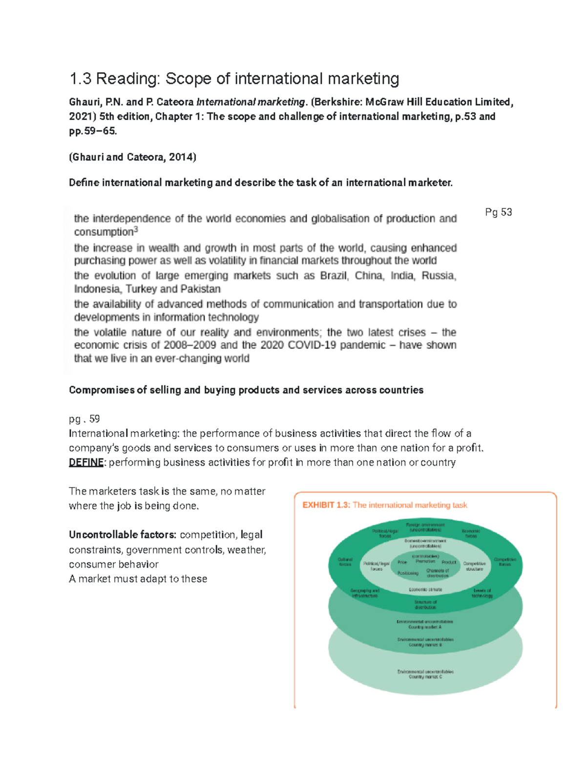 IM 1.3 Reading Scope of international marketing - 1 Reading: Scope of ...