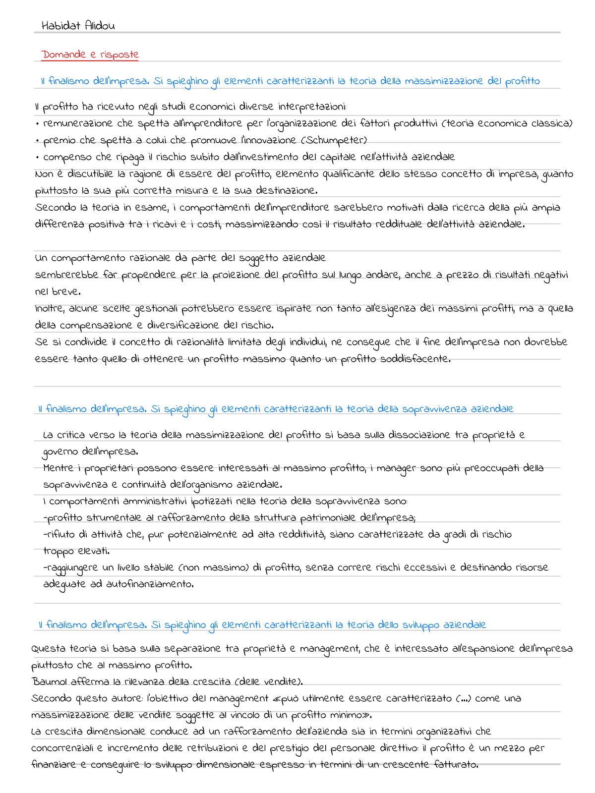 Domande e risposte 3 - Habidat Alidou Domande e risposte Il finalismo ...