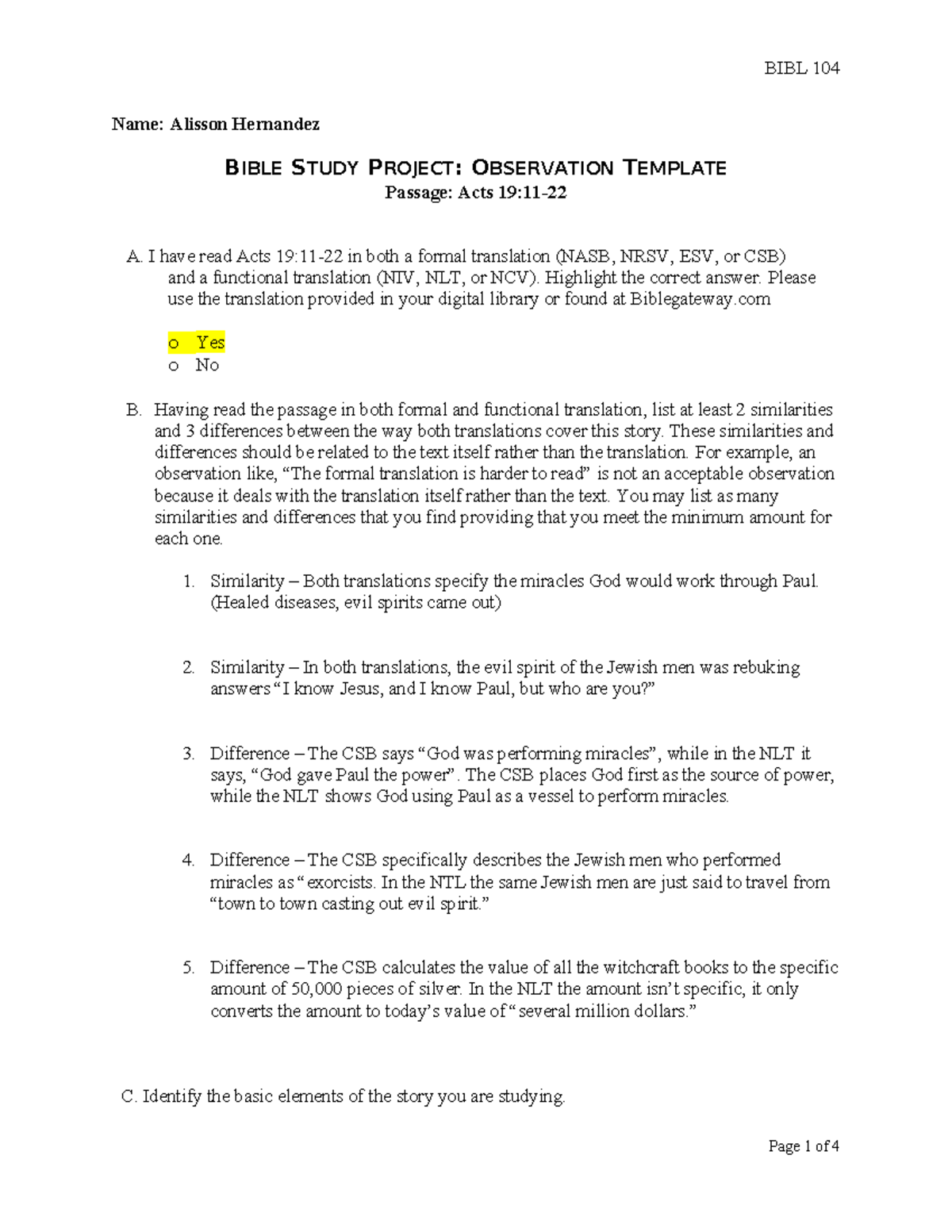 Bible Study Project - Name: Alisson Hernandez BIBLE STUDY PROJECT ...