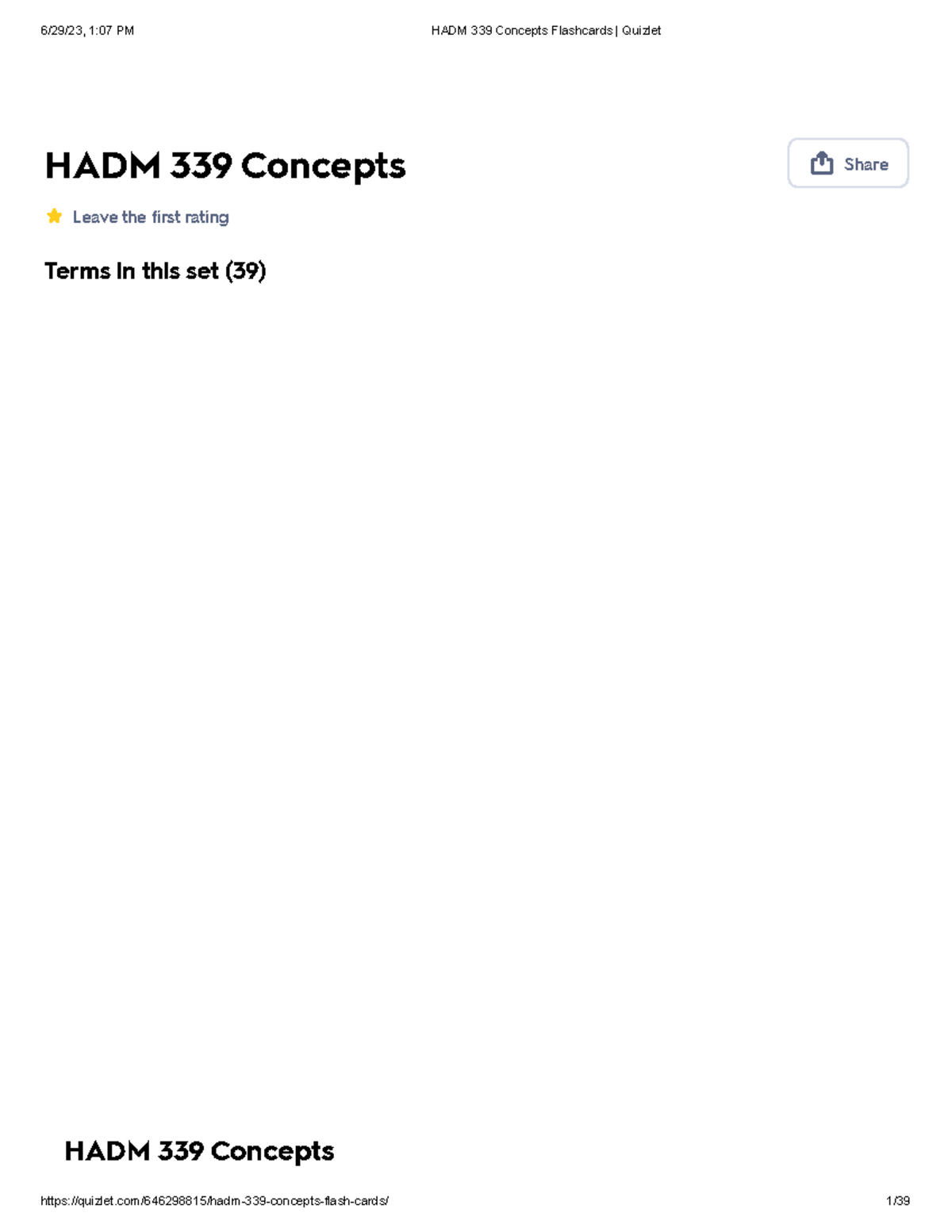 HADM 339 Concepts Flashcards Quizlet - HADM 339 Concepts Share Leave the first rating Terms in ...
