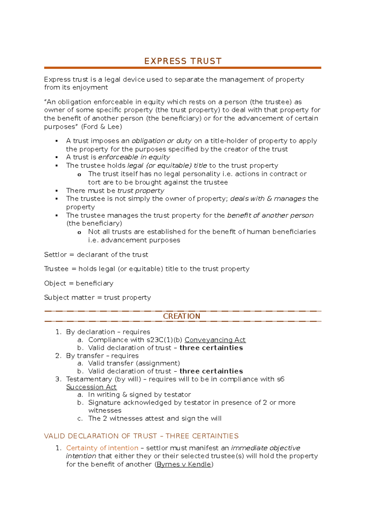 5 Express Trusts - Specific equity notes - EXPRESS TRUST Express trust ...