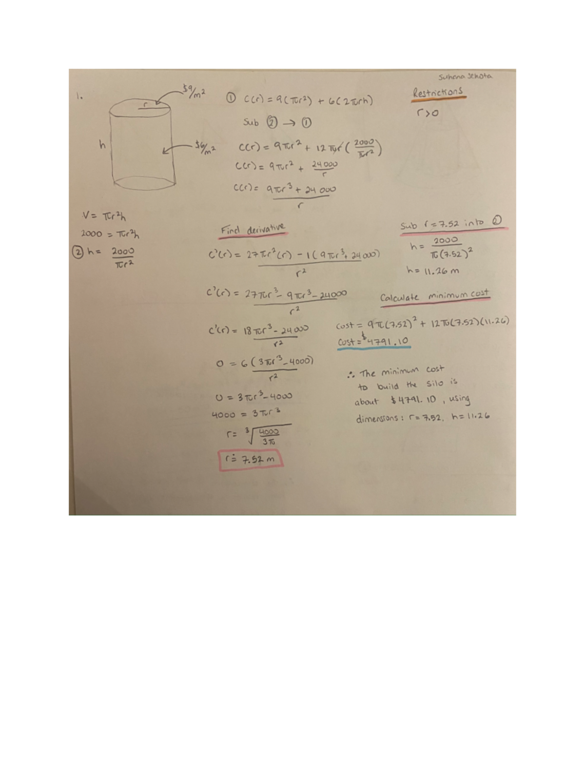 Optimization Assignment - MHF4U - Studocu