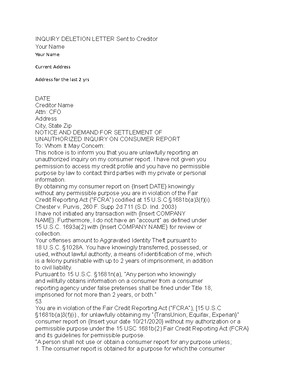 LATE Payments - LATE PAYMENTS Send to Creditor that furnished Late ...