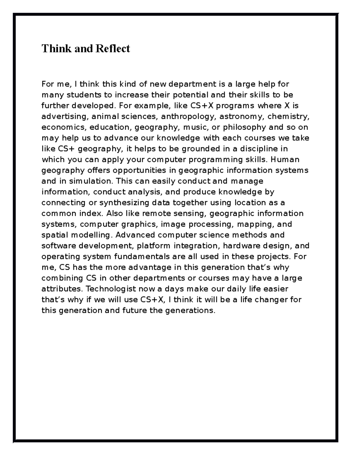 Platform Technologies - Think and reflect - Think and Reflect For me, I ...