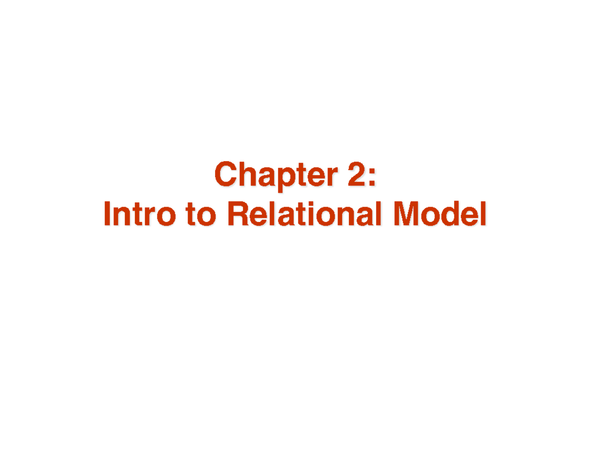 Intro to Relational Model and Query Languages - Studocu