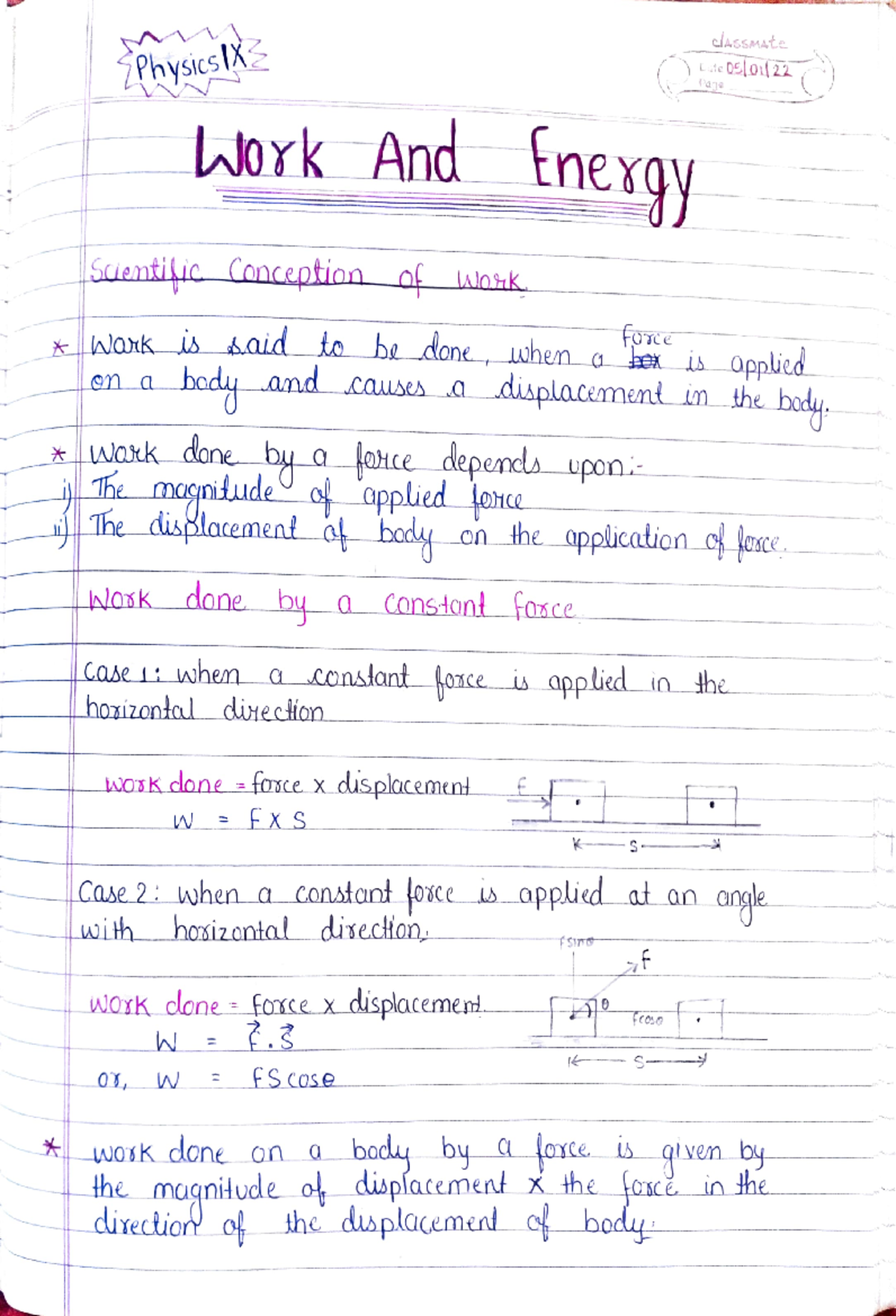 Work and Energy class 9 - clAsSMAte PhysicsX ag Aol) Lork And tnexgy ...