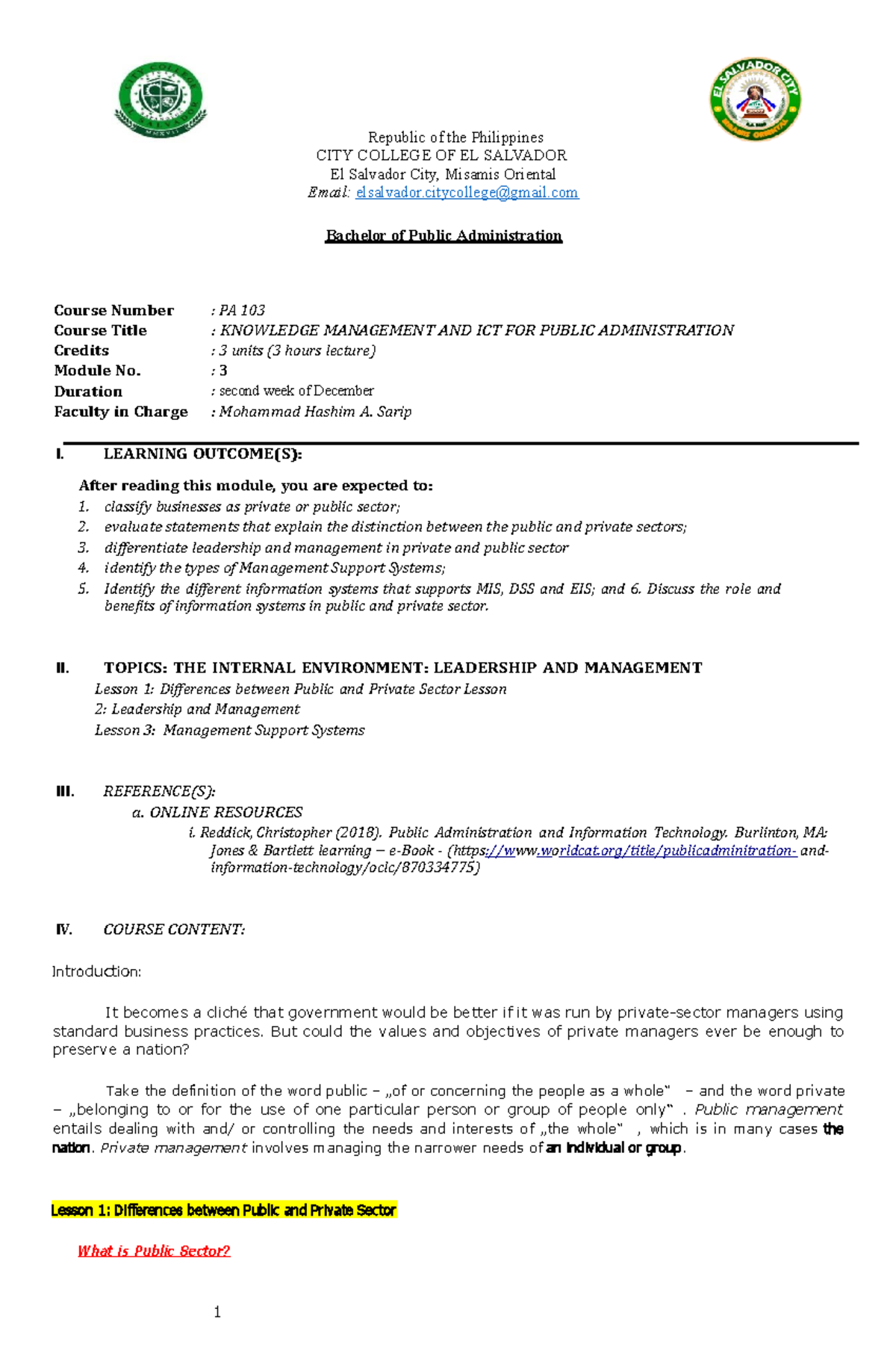 BPA-103-WEEK-7 - KNOWLEDGE MANAGEMENT AND ICT FOR PUBLIC ADMINISTRATION ...