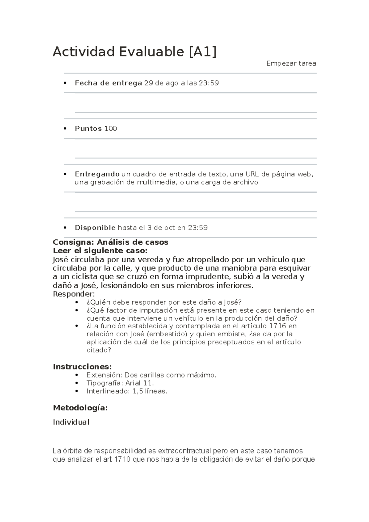 Actividad 1 - Actividad Evaluable [A1] Empezar tarea Fecha de entrega 29 de ago a las 23: Puntos ...