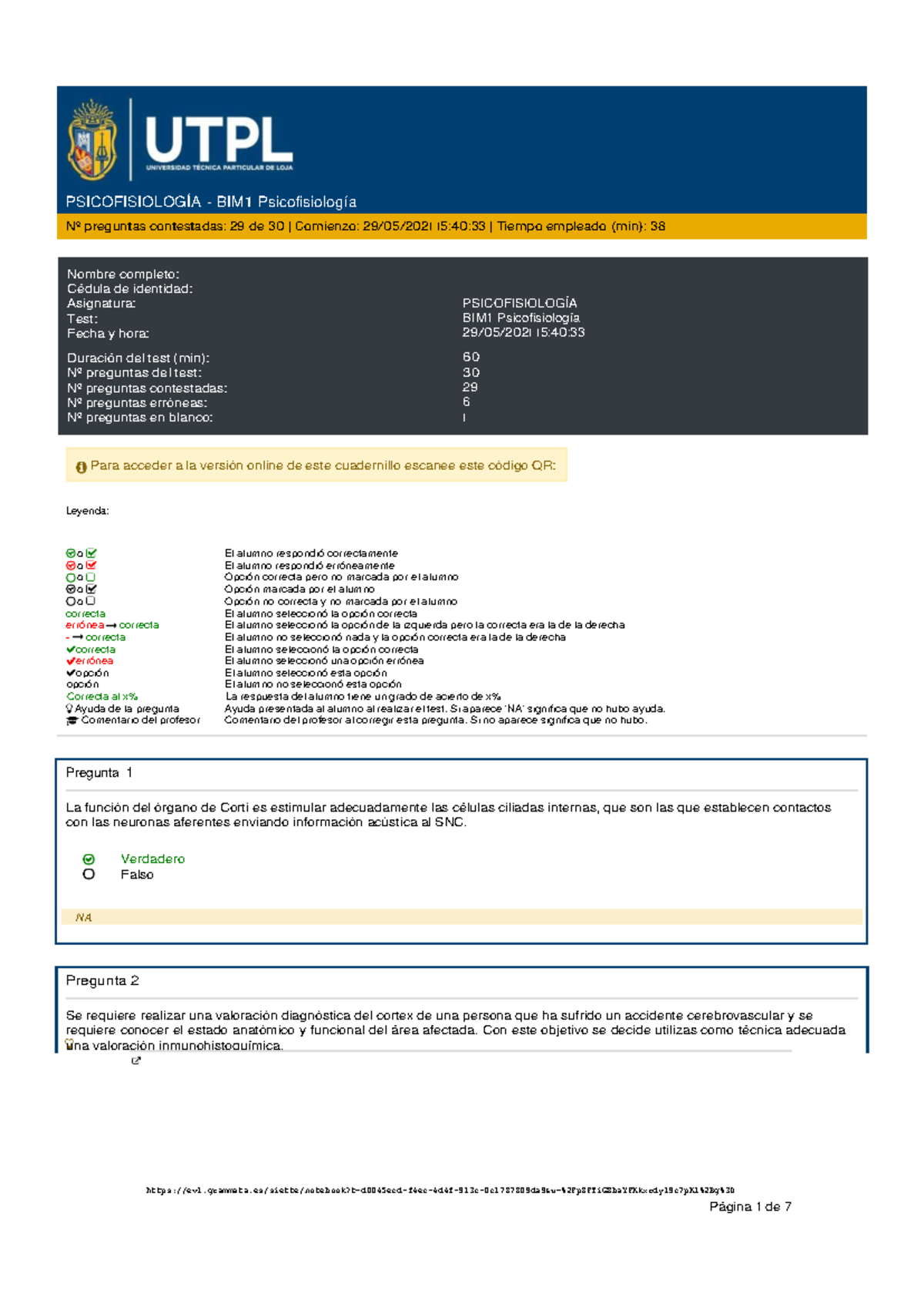 Examen Psicofisiología 1er Bim-GPG Mio - - Studocu