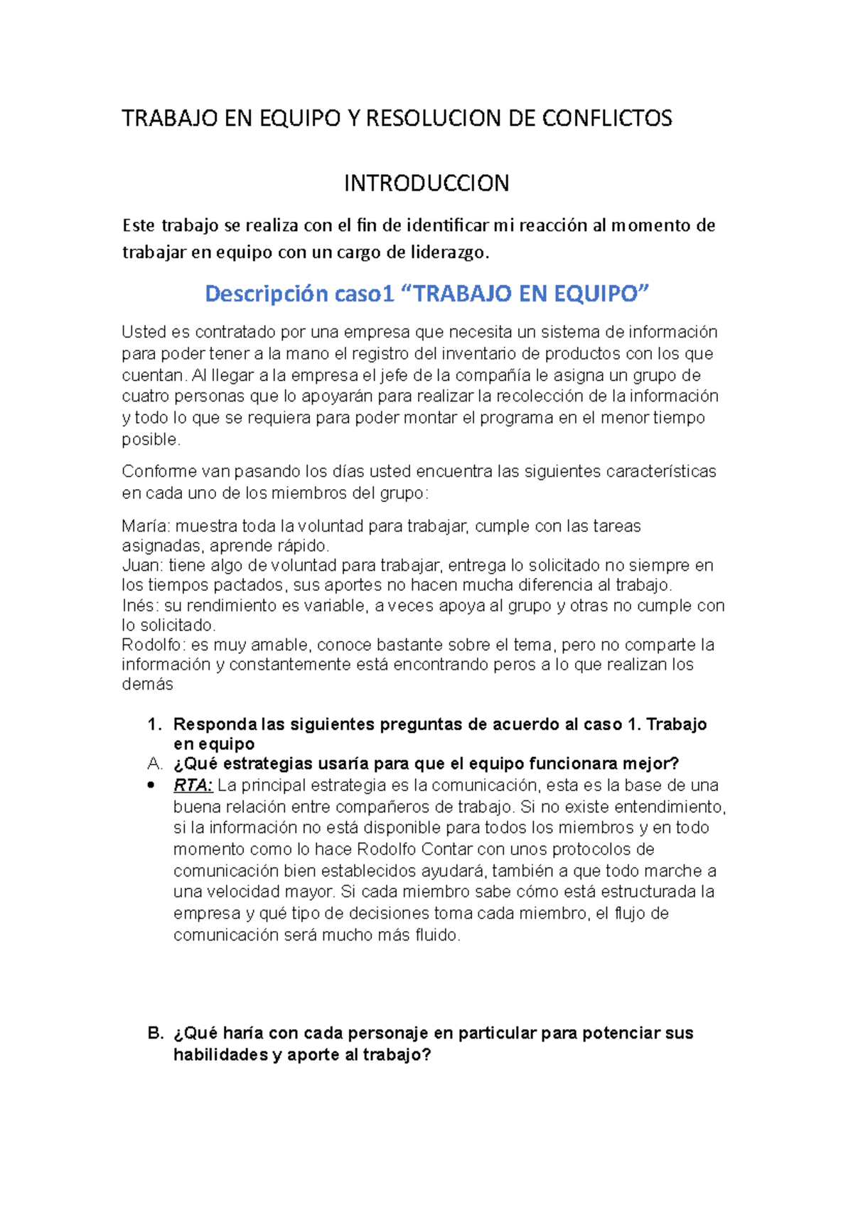 Trabajo EN Equipo Y Resolucion DE Conflictos - TRABAJO EN EQUIPO Y ...