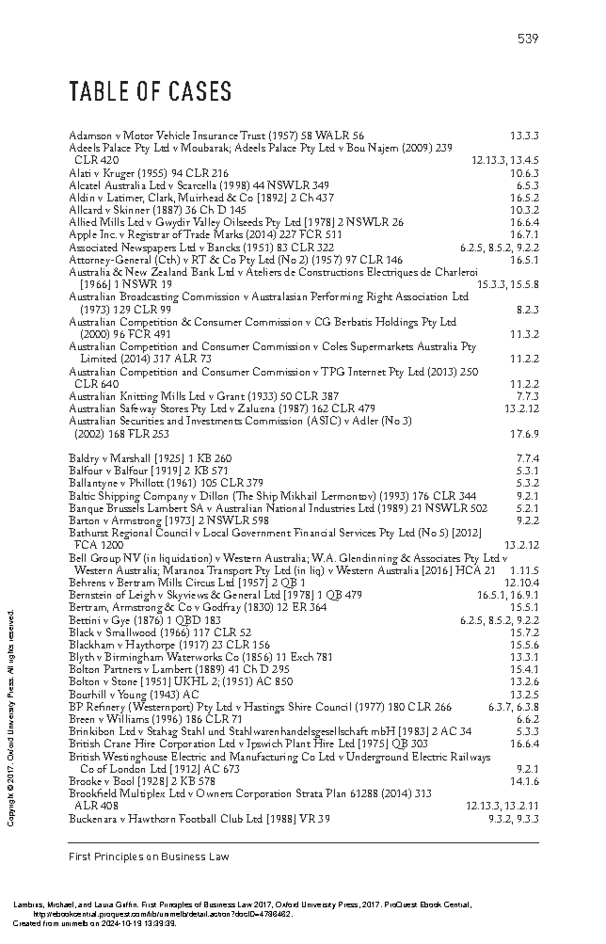 First Principles of Business Law 2017 - (Table of cases) - First ...