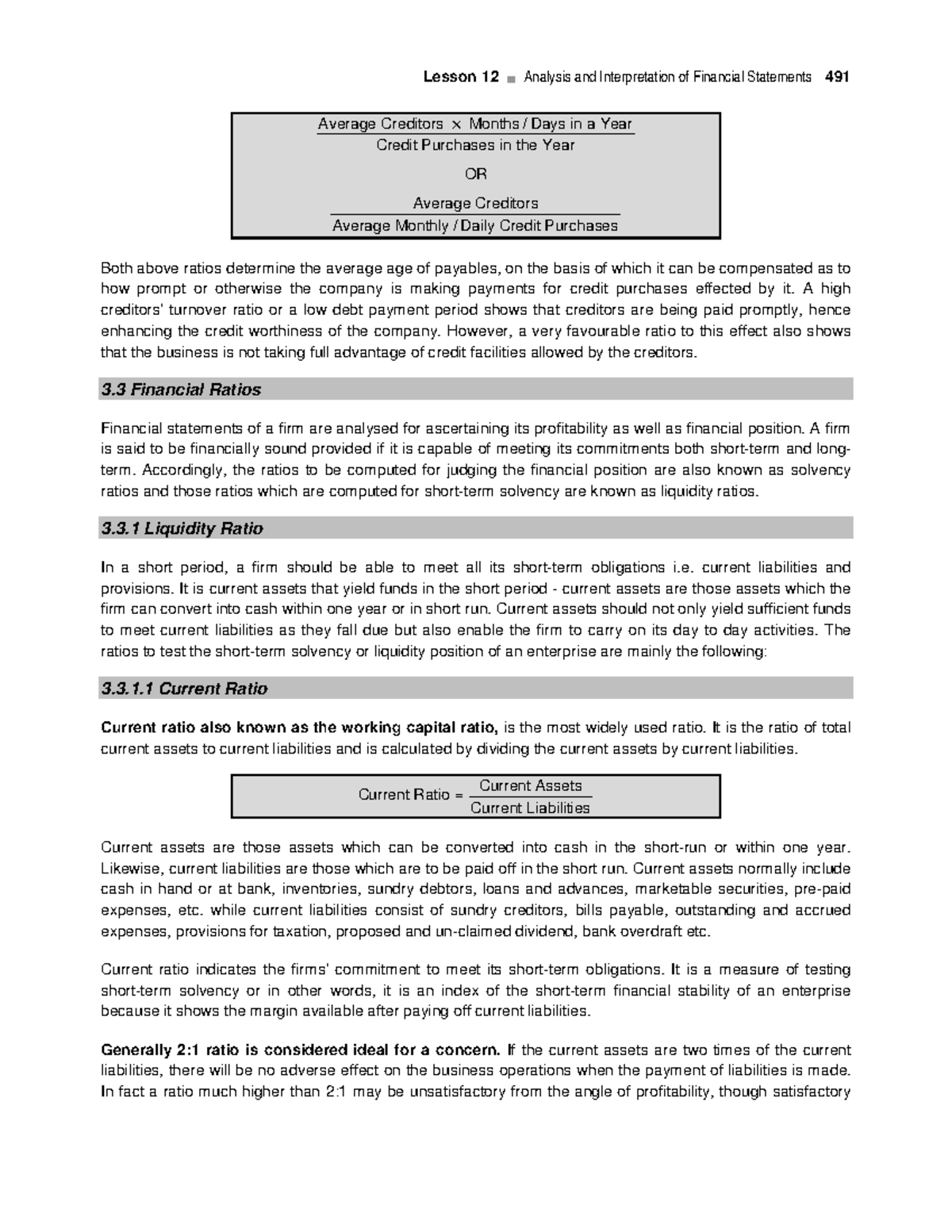 Cost Accounting-Financial Ratios - Lesson 12 Analysis and ...