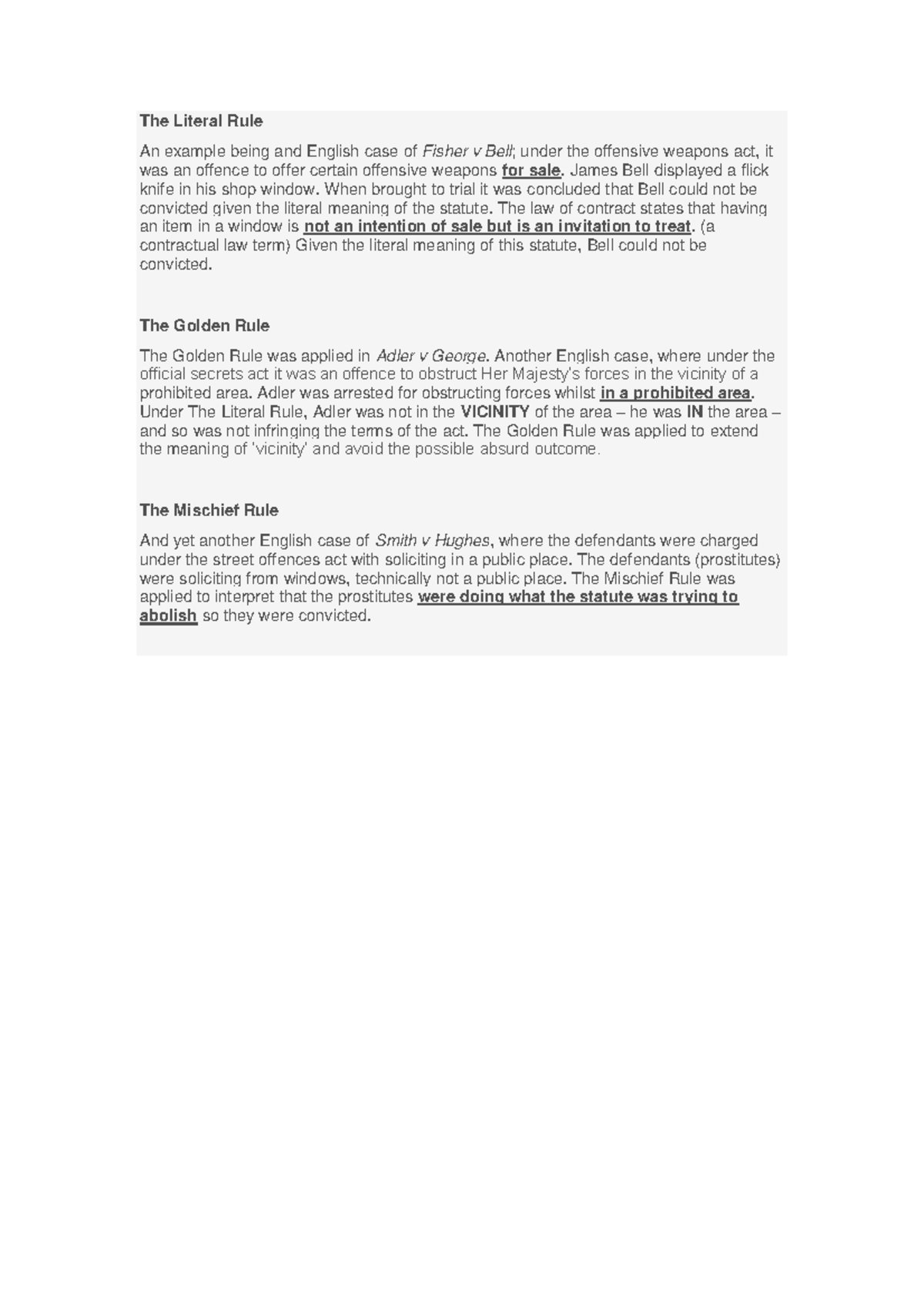 Common Law Approaches to Statutory Interpretation - The Literal Rule An ...