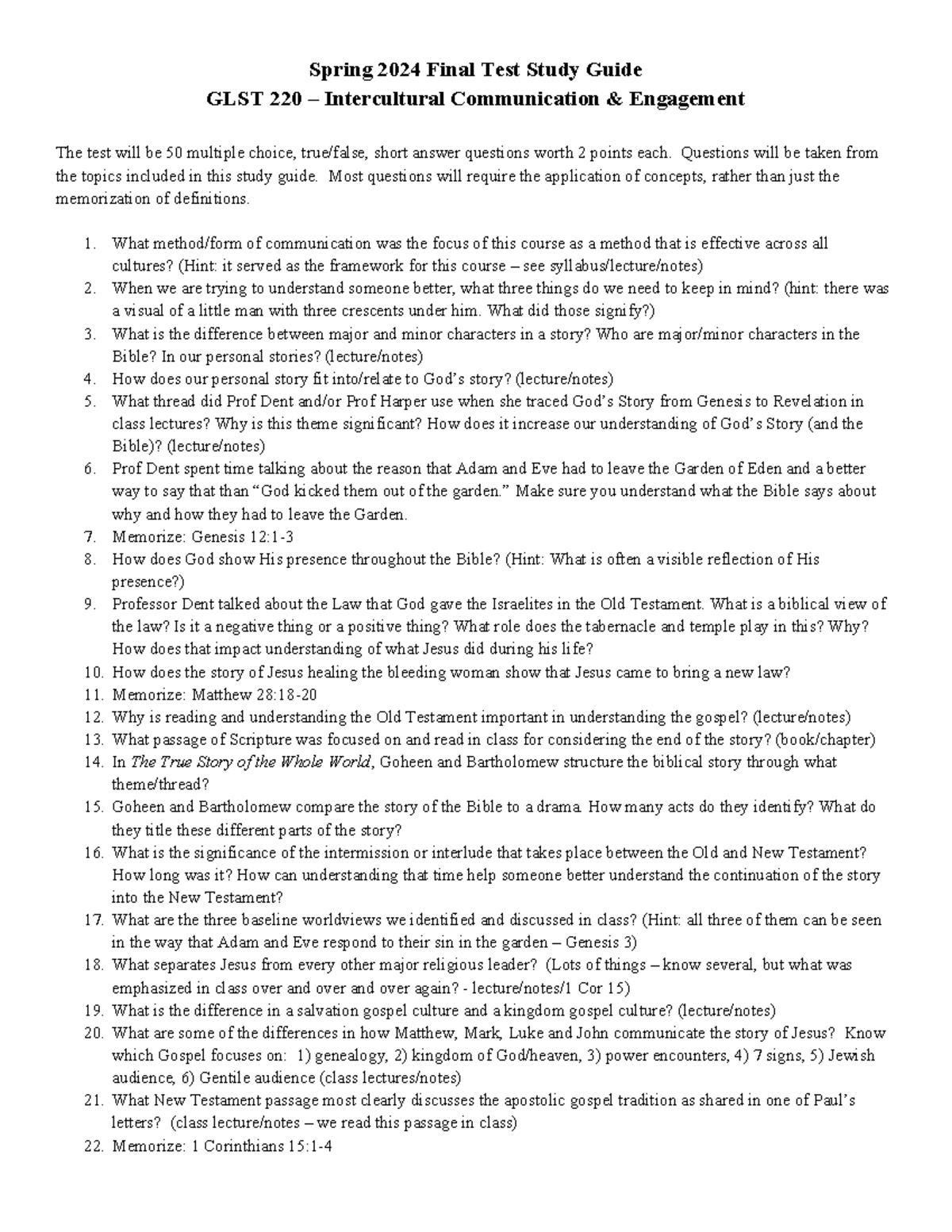 GLST 220 Final Test Study Guide S24 - Spring 2024 Final Test Study ...