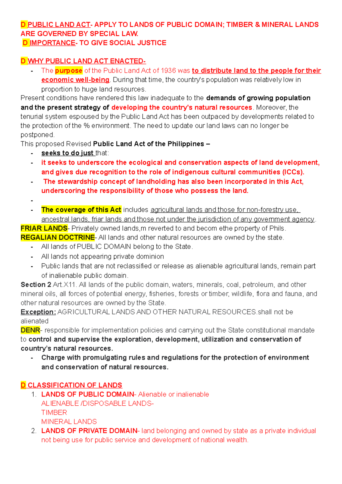 Public LAND ACT - D PUBLIC LAND ACT- APPLY TO LANDS OF PUBLIC DOMAIN ...