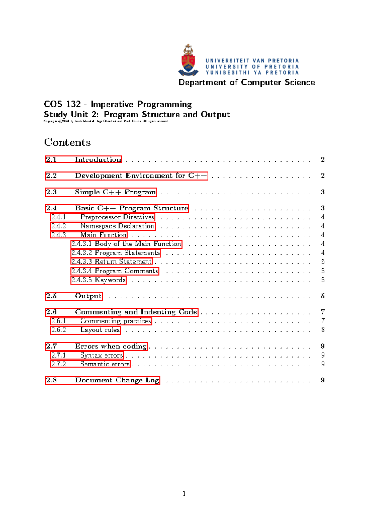 SU02 - Program Structure and Ouput - Department of Computer Science COS 132 - Imperative ...
