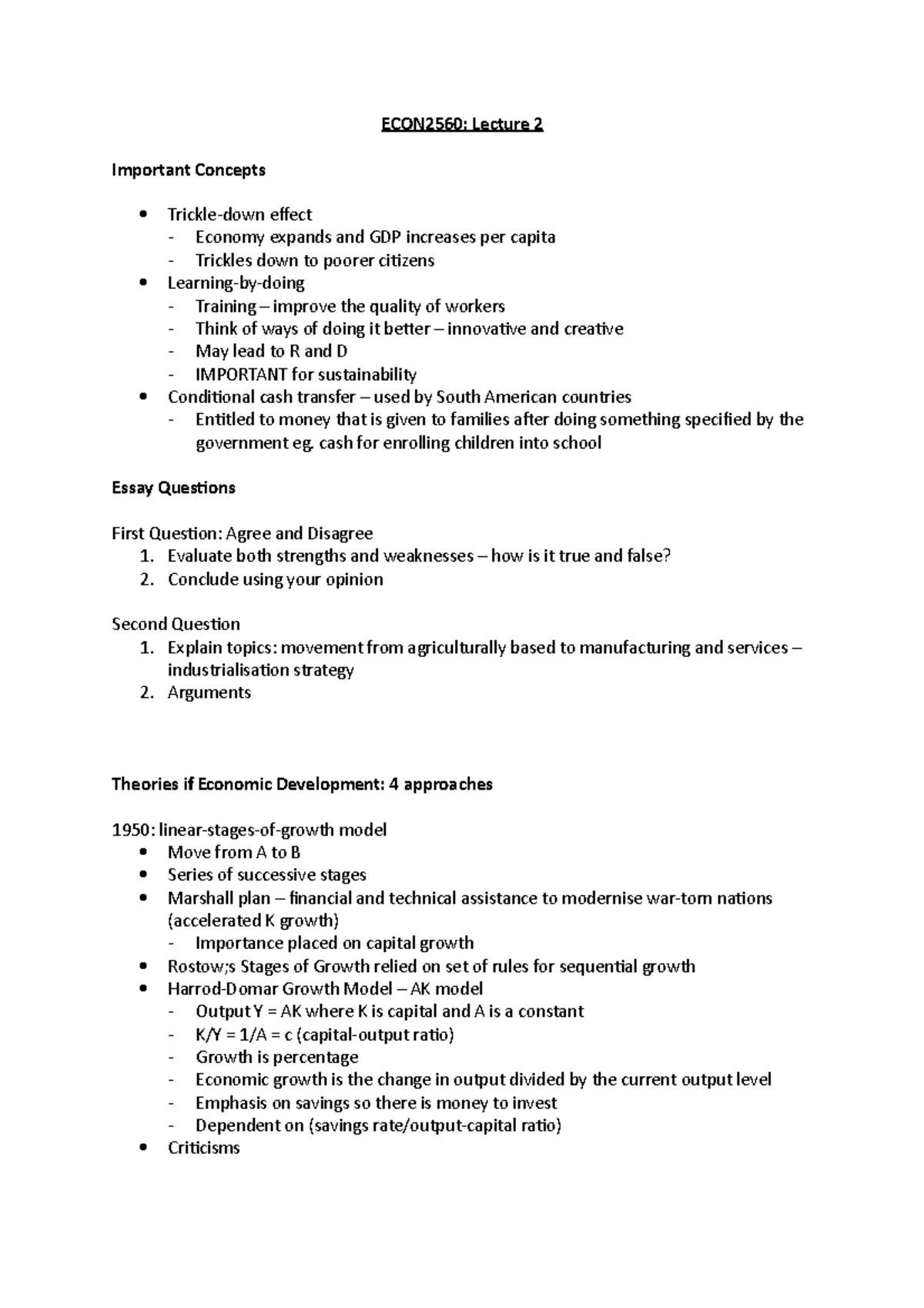 ECON2560 Lecture 2 - cash for enrolling children into school Essay ...