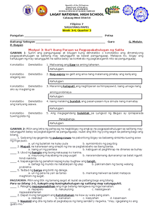 Science 10 -Week 3-4-q3 - Republic of the Philippines Department of ...