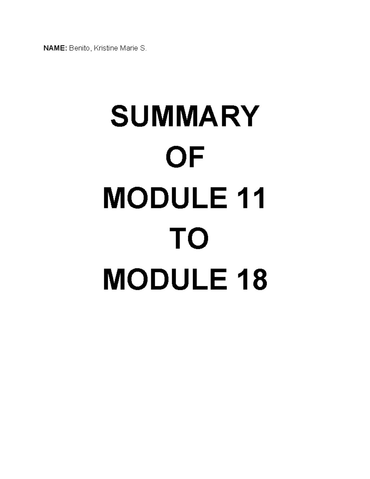 Benito Summary-of-M11-18 - NAME: Benito, Kristine Marie S. SUMMARY OF ...