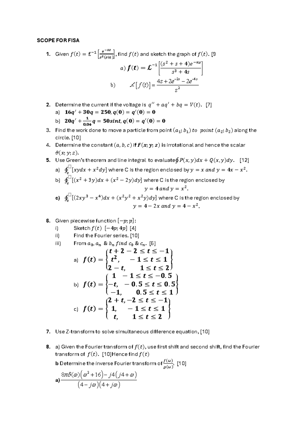 engineering mathematics paper for practice if you do it i promise you ...