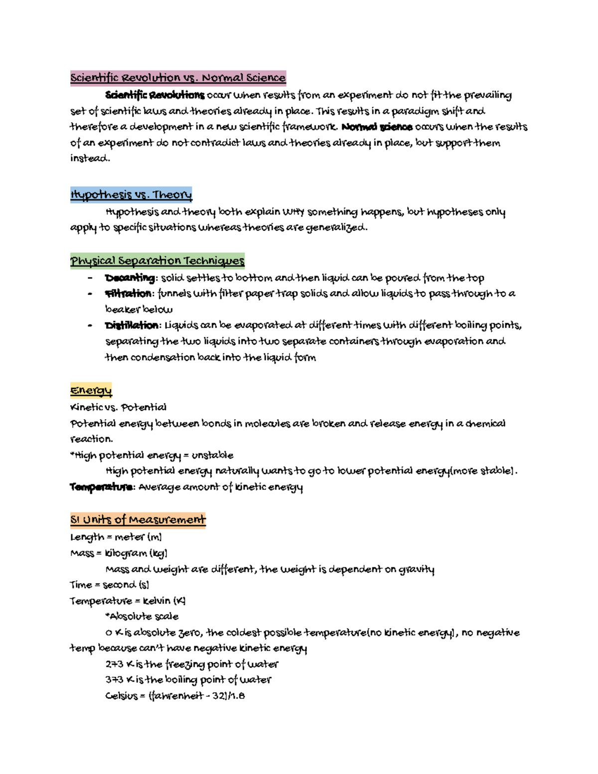 General Chemistry I Notes - Chapter 1 - Scientific Revolution vs ...